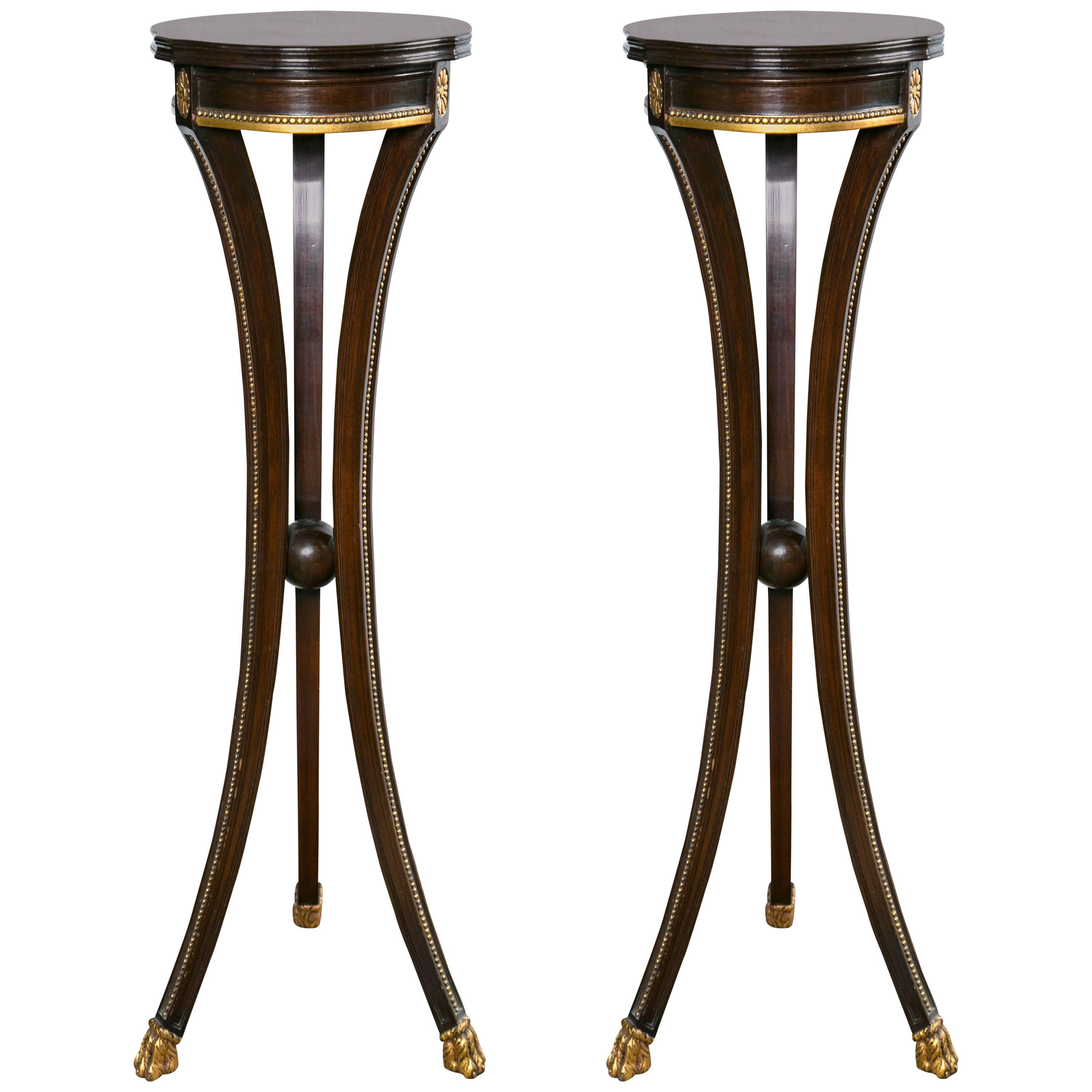 Elegant Pair of Mahogany Fern Stands or Pedestals at 1stDibs