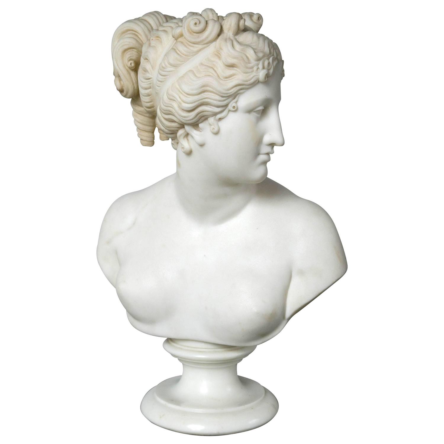Beautiful White Marble Bust, Signed at 1stdibs
