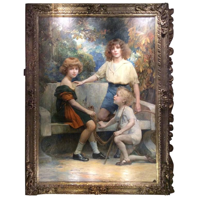 Portrait of the Bernard Family in Lyon, Around 1920, Signed Tony Tollet ...