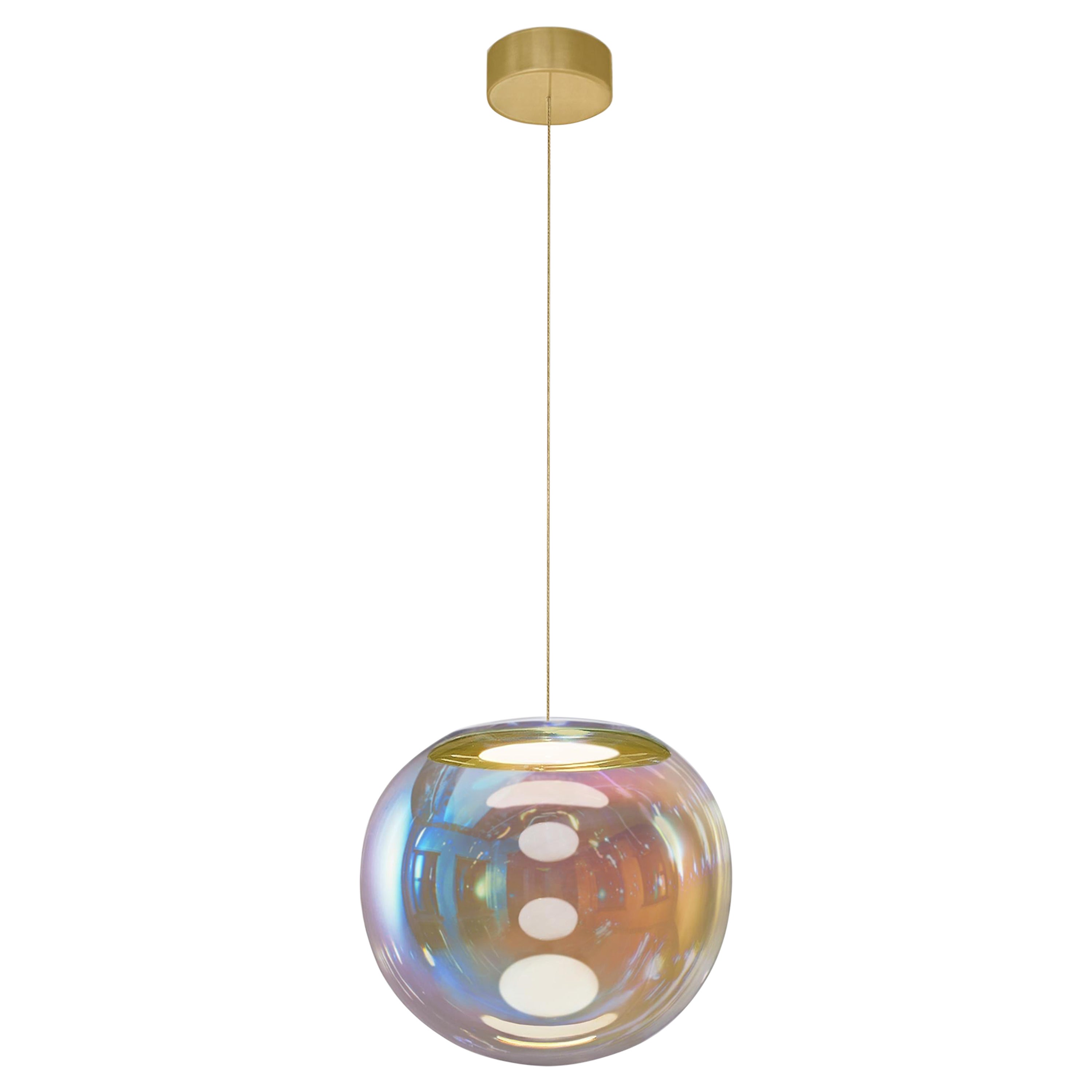 Glass Pendant Light "Iris Globe" 25 cm Brass, Sebastian Scherer for NEO ...