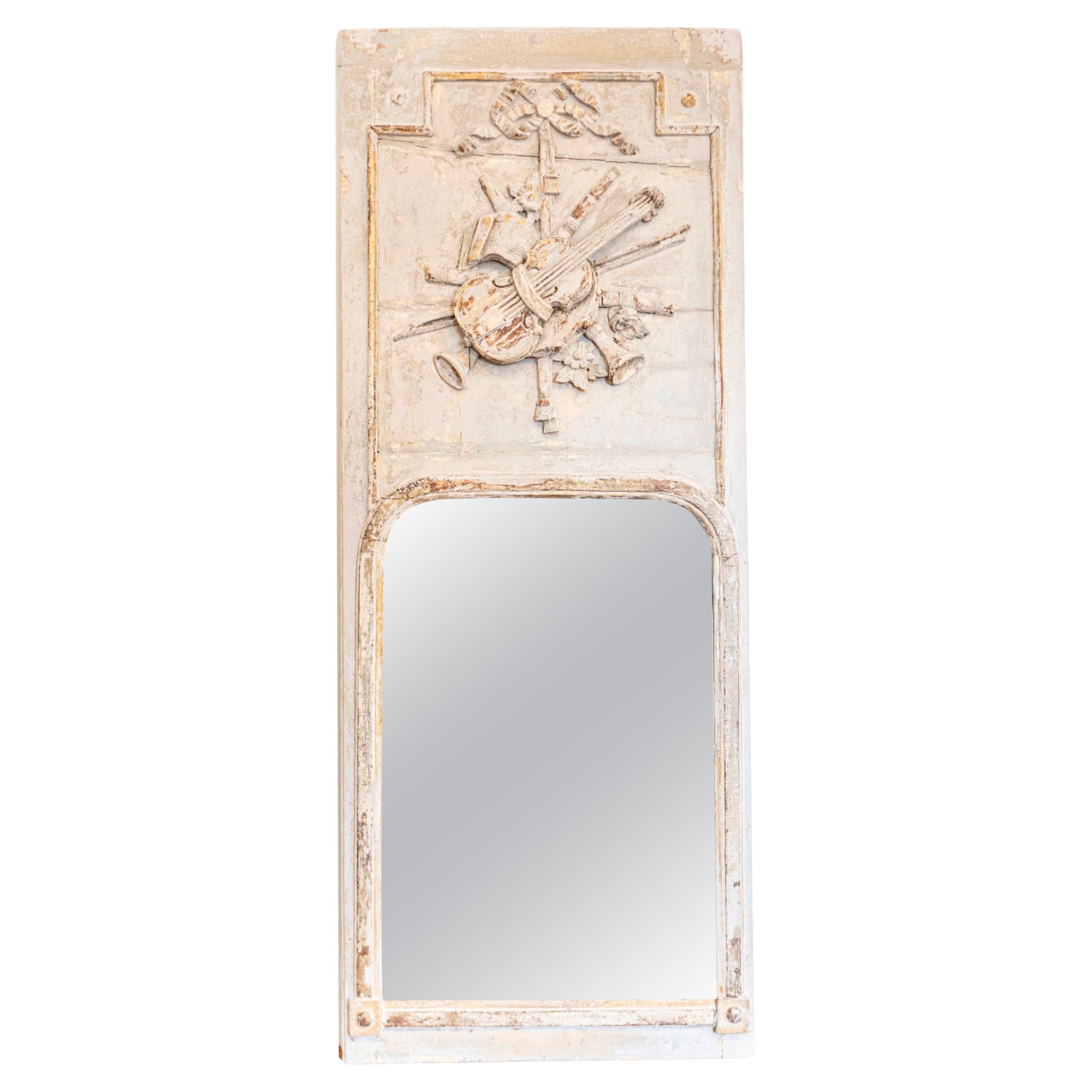French Louis XVI 1790s Trumeau Mirror with Original Painting and Gilt ...