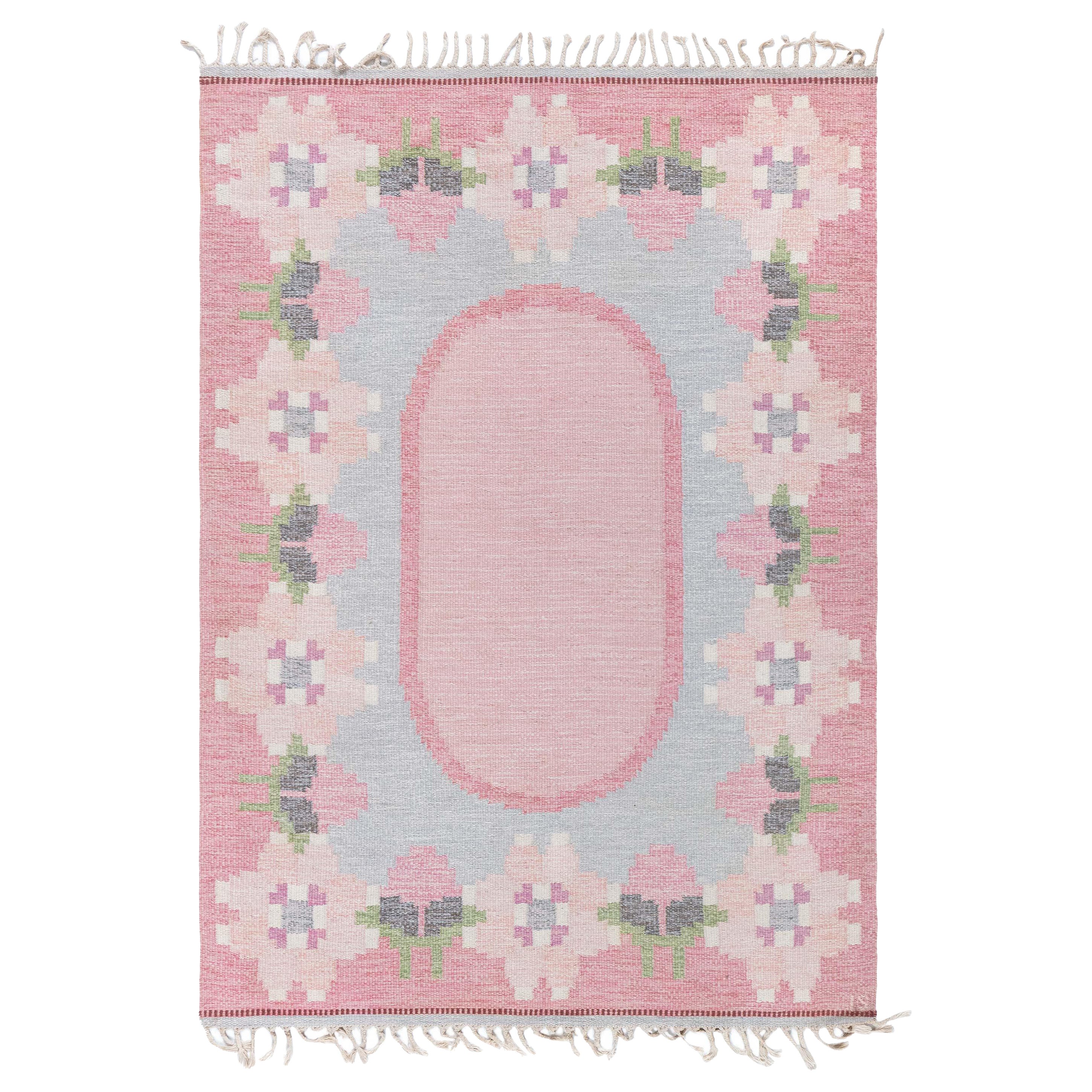 Vintage Swedish Kilim rug "Hardanger" by Ingegerd Silow For Sale at 1stDibs