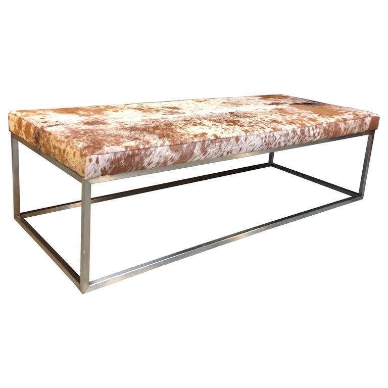 Coffee Table with Cow Hide Top at 1stDibs