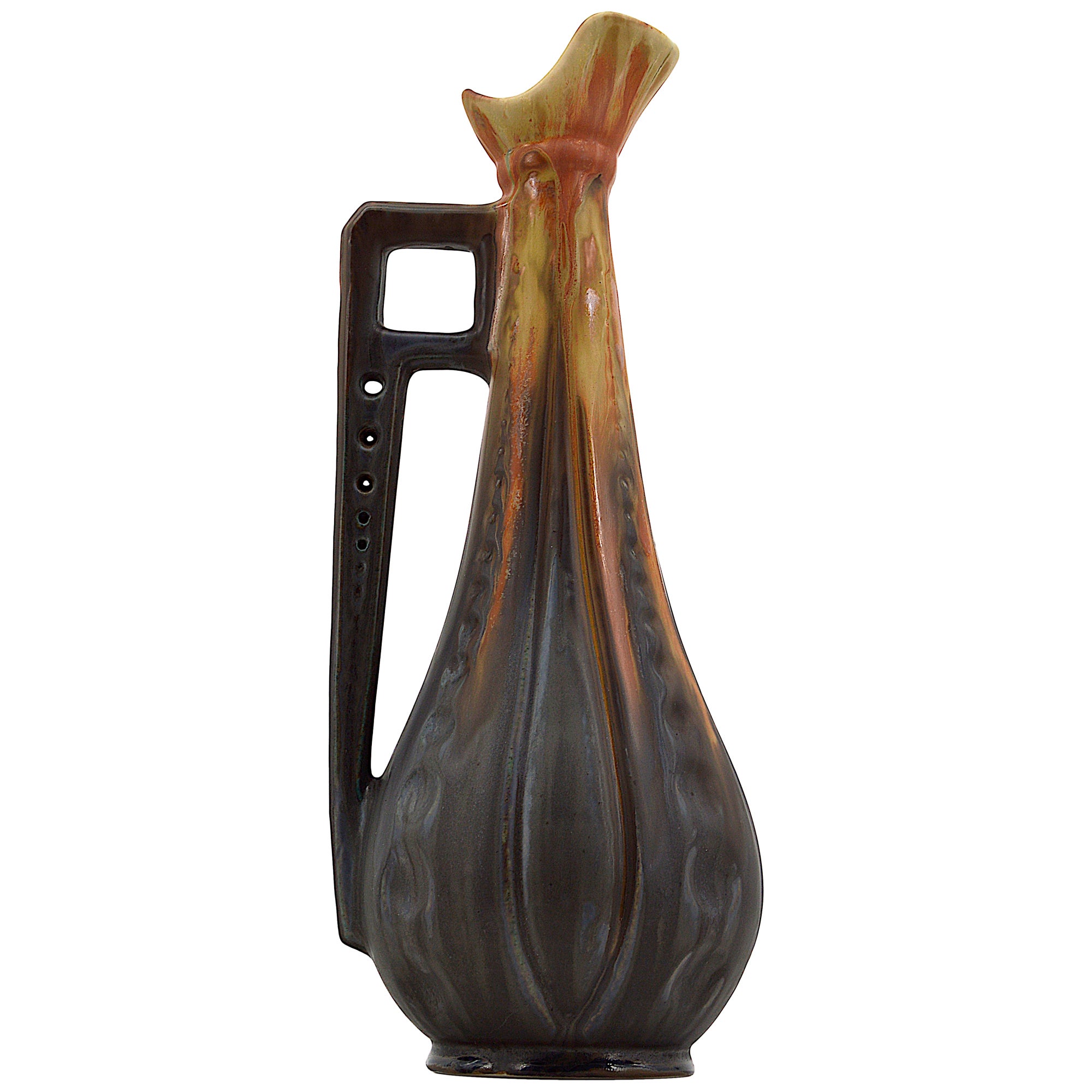 Tall Alabaster Ewer with Contrasting Handle and Fluted Rim For Sale at ...