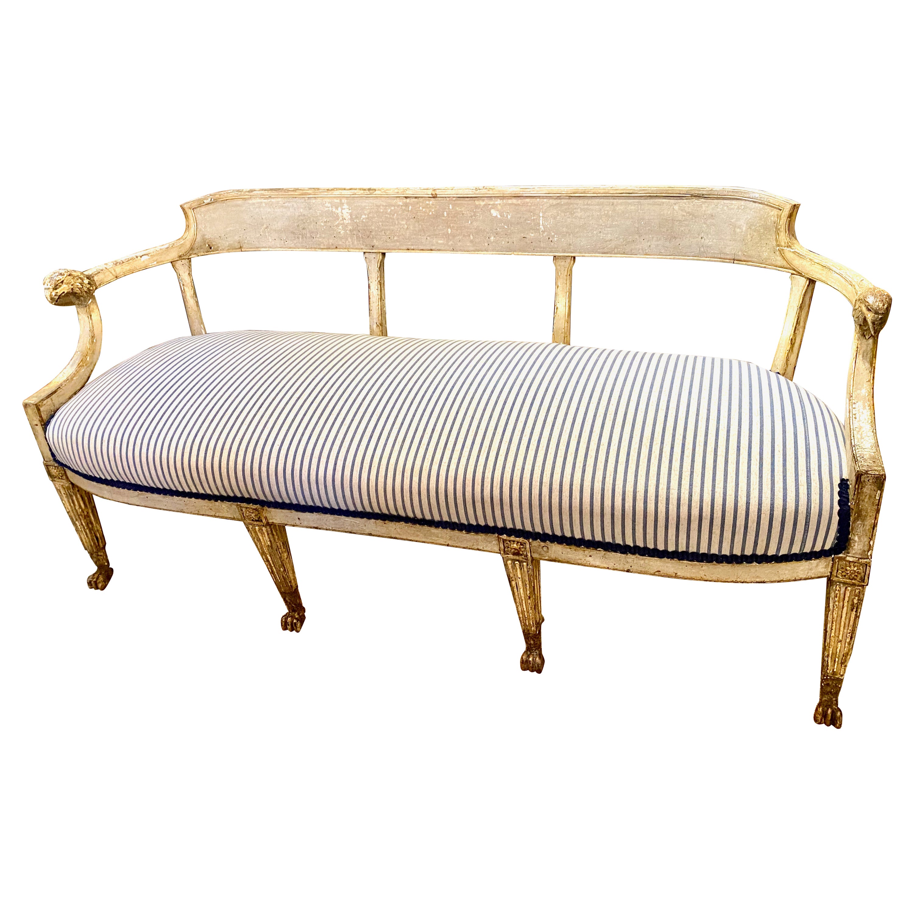 Swedish Gustavian Period Blue Painted Settee, circa 1790 at 1stDibs