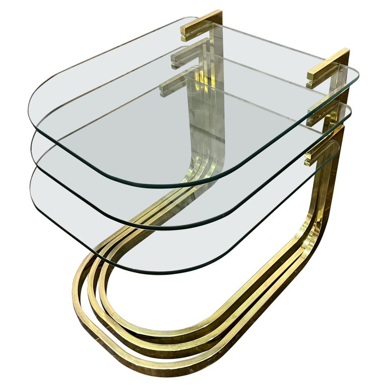 Vintage brass nesting tables store