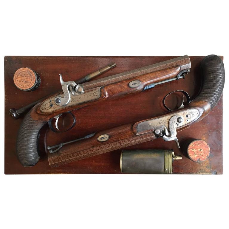 19th Century English Dueling Pistols by I. Lang at 1stdibs