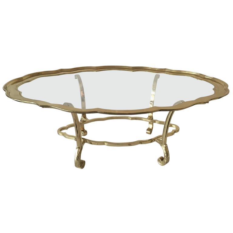 Brass and Glass Tray Cocktail Table at 1stDibs