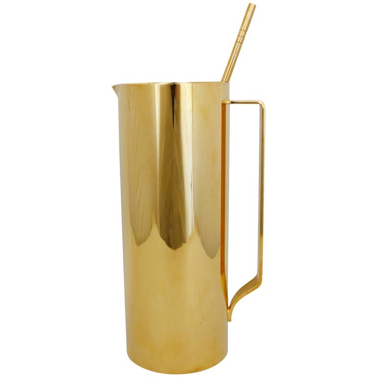 Gold Plated Modernist Cocktail Pitcher at 1stDibs