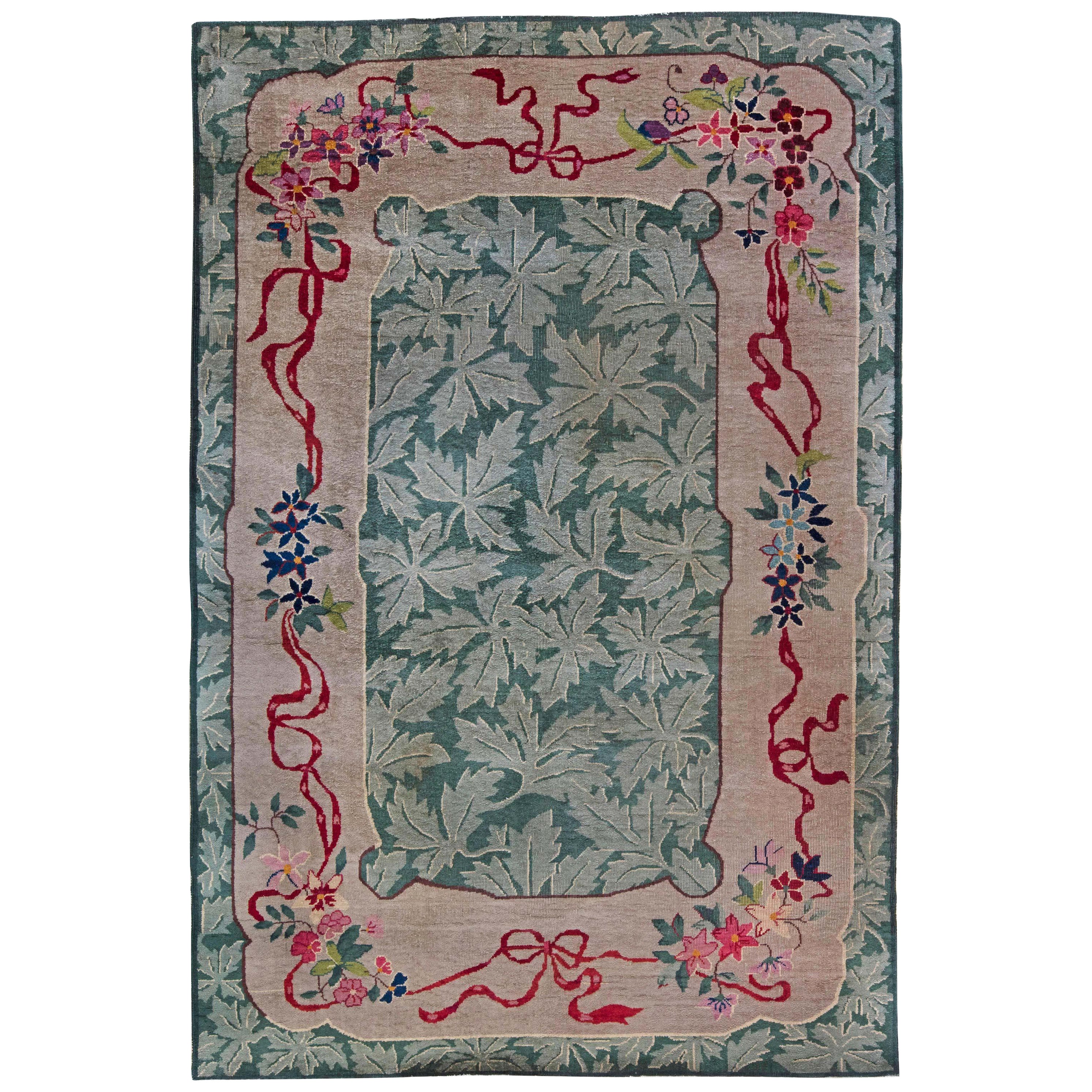Midcentury Art Deco Chinese Handmade Wool Rug For Sale at 1stDibs