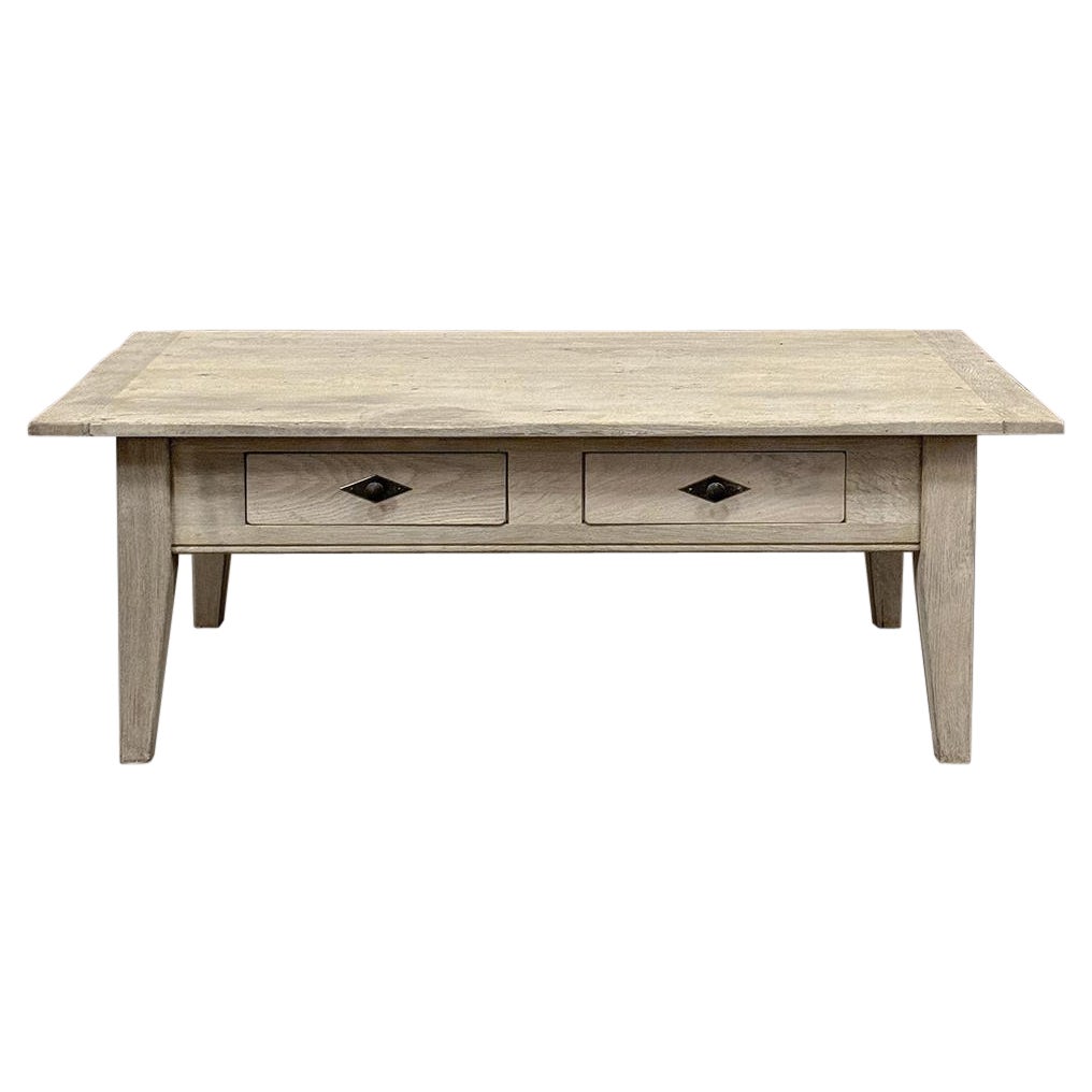 Antique Rustic Stripped Oak Coffee Table For Sale at 1stDibs