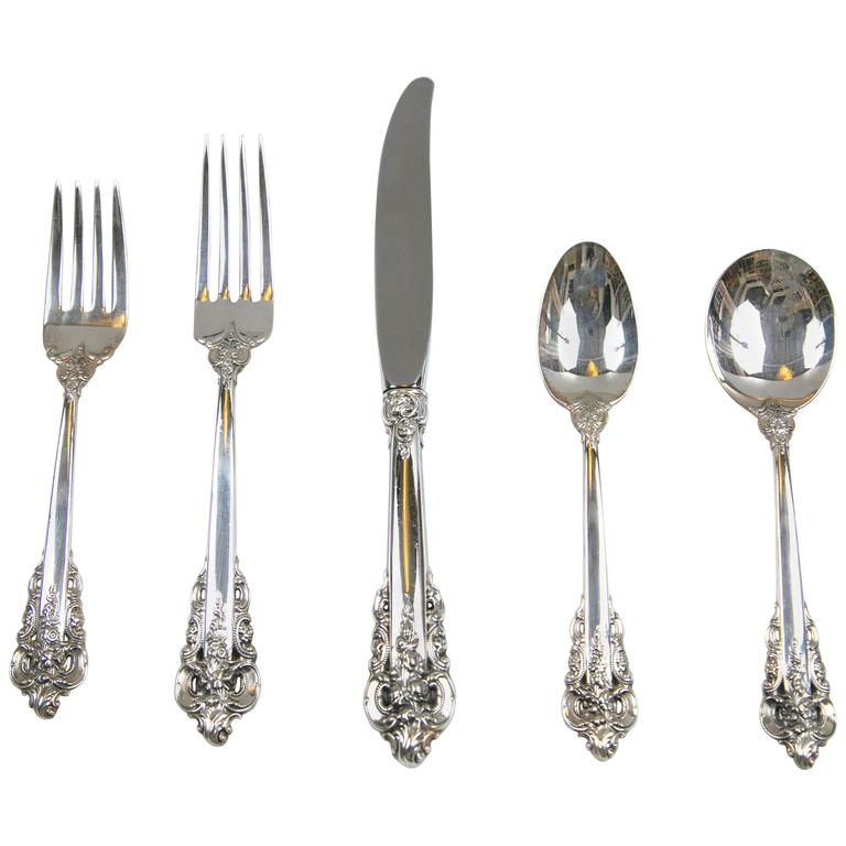 Grand Baroque Flatware Set by Wallace Sterling at 1stDibs