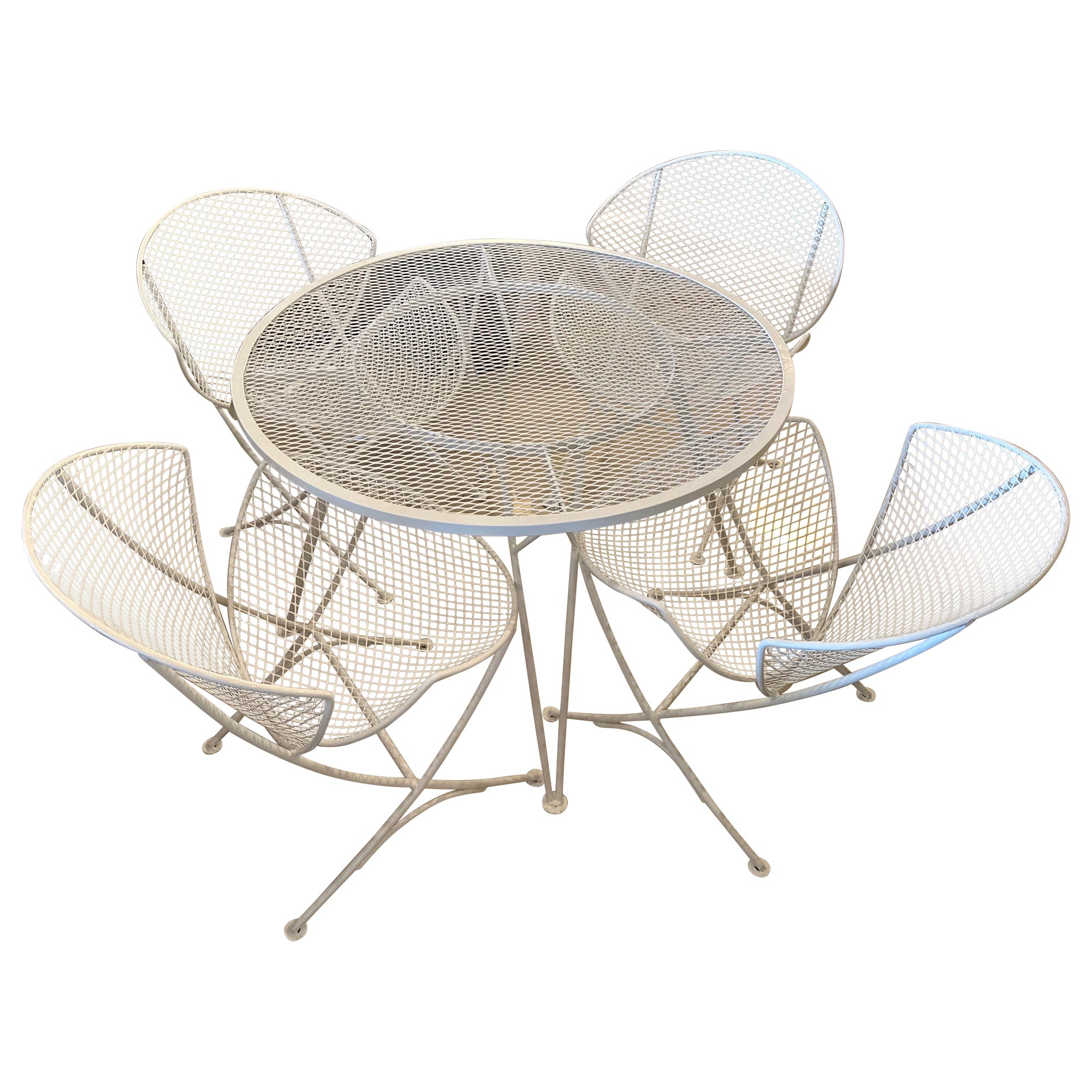 5 Pc Salterini Orange Slice Clam Shell Patio Dining Table and Chairs ...