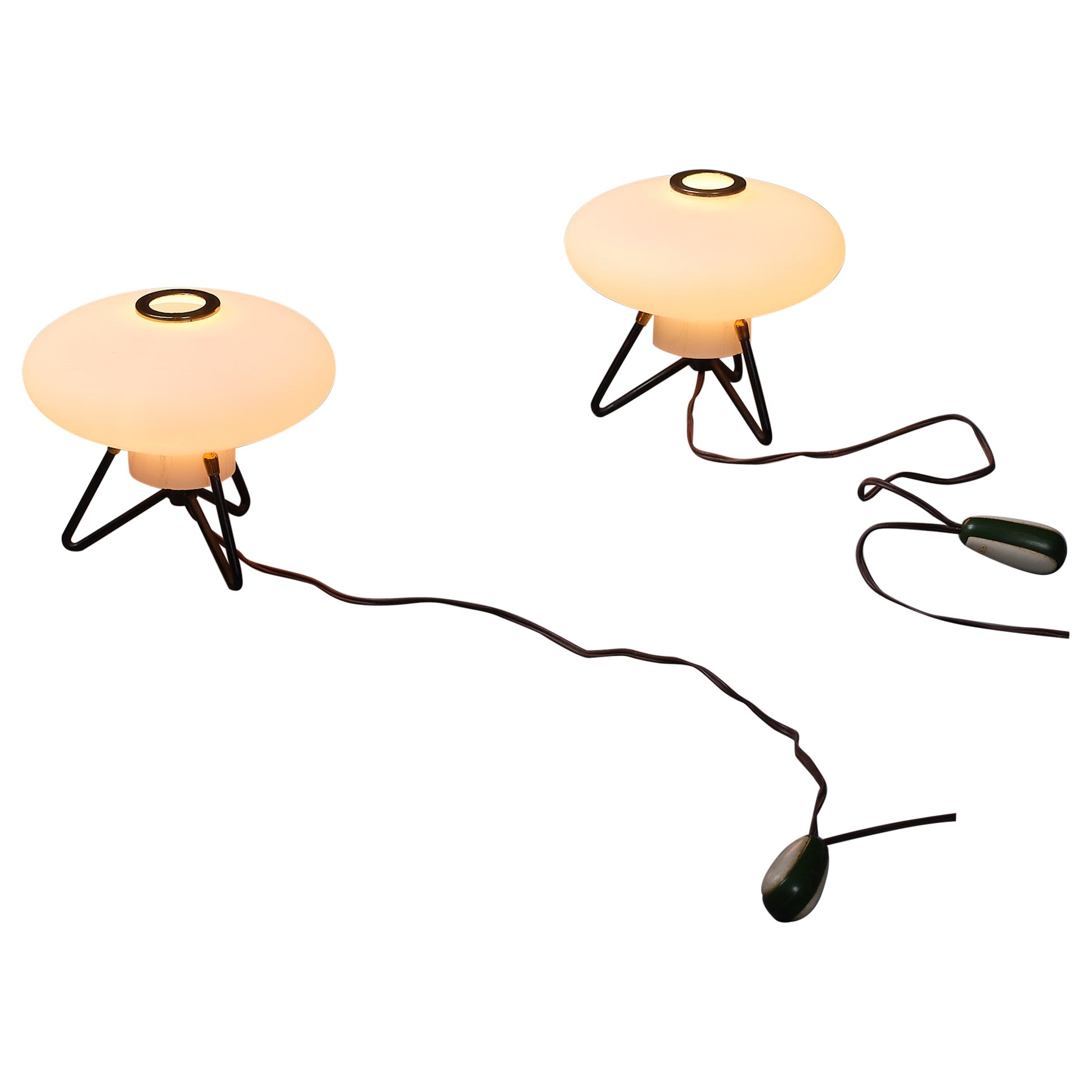 "Retro Futurism: Pair of 1950s STILNOVO Opaline UFO Table Lamps For ...