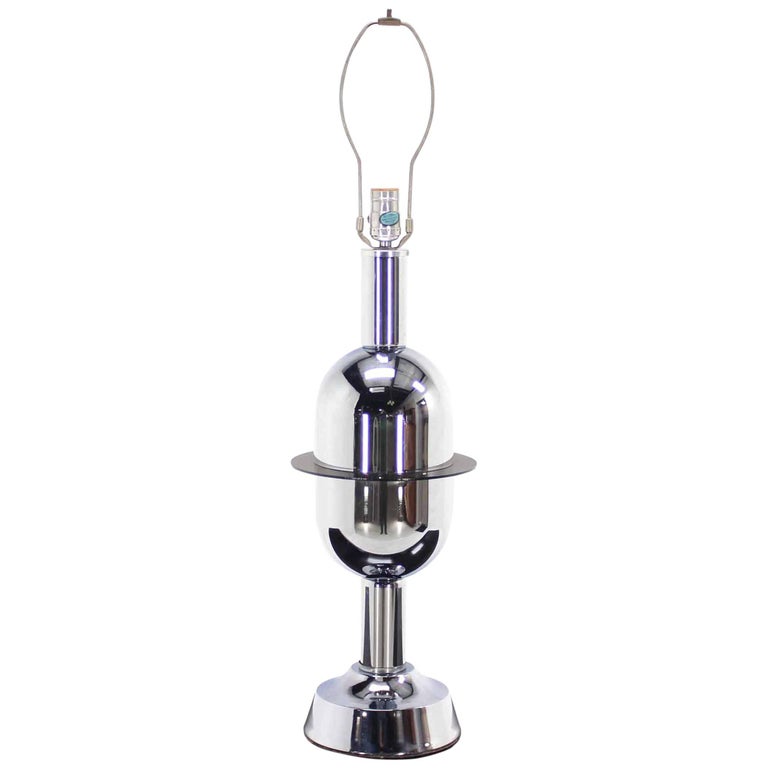 Midcentury Chrome Bullet Shape Table Lamp For Sale at 1stDibs