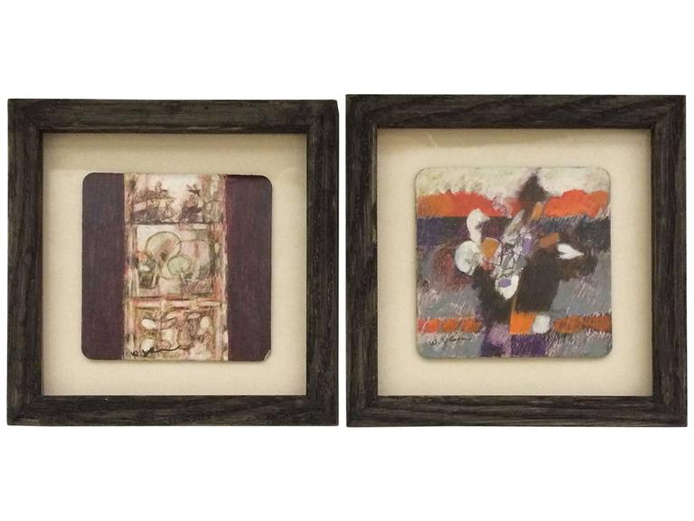 Two Small Square Paintings, Signed Wesley Johnson at 1stDibs