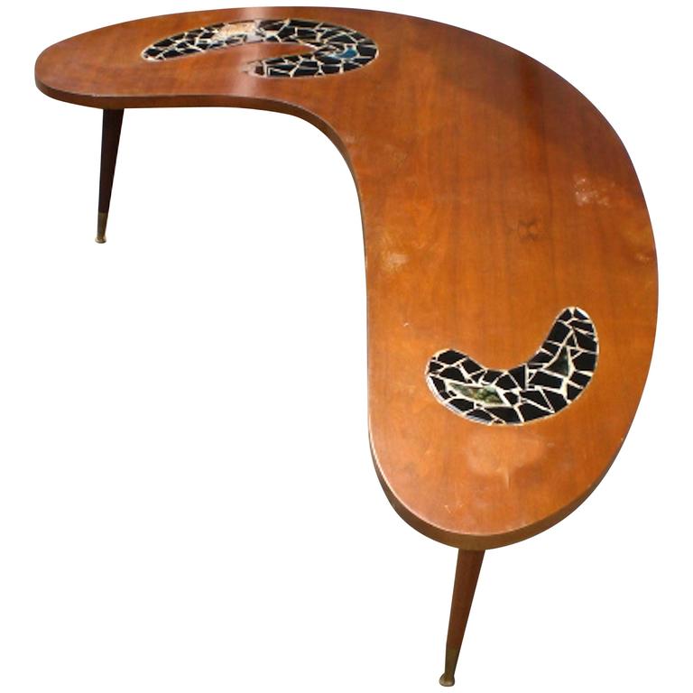Kidney Coffee Table with Tile Design For Sale at 1stDibs