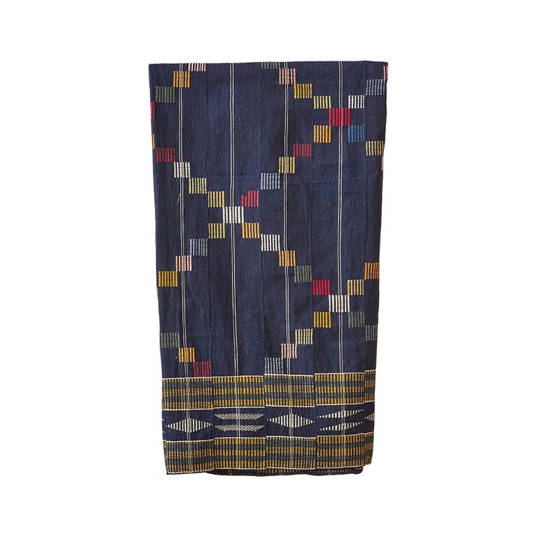 Vintage Guro Chief’s Cloth Textile in Blue with Ikat Pattering, Nigeria ...