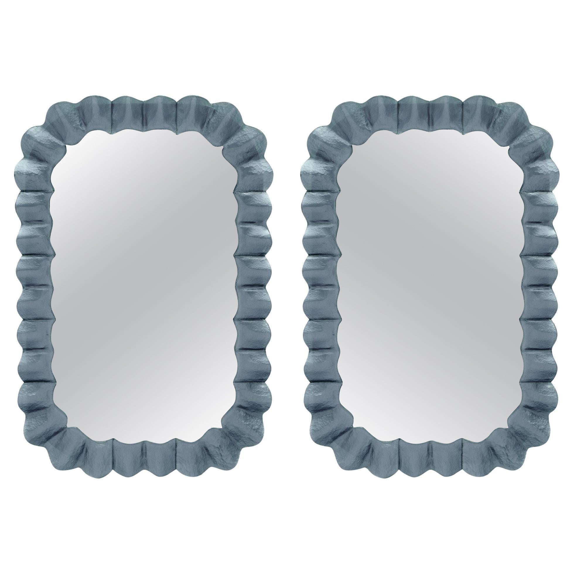 Murano Glass Blue “Denim" Mirrors For Sale at 1stDibs