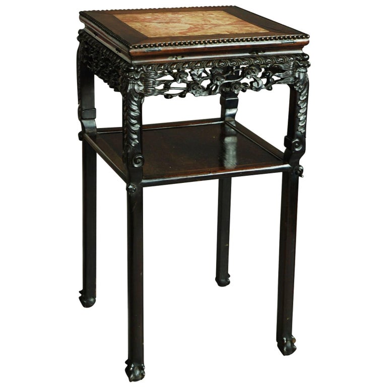 19th Century Square Chinese Pot Stand with Marble Insert at 1stDibs ...