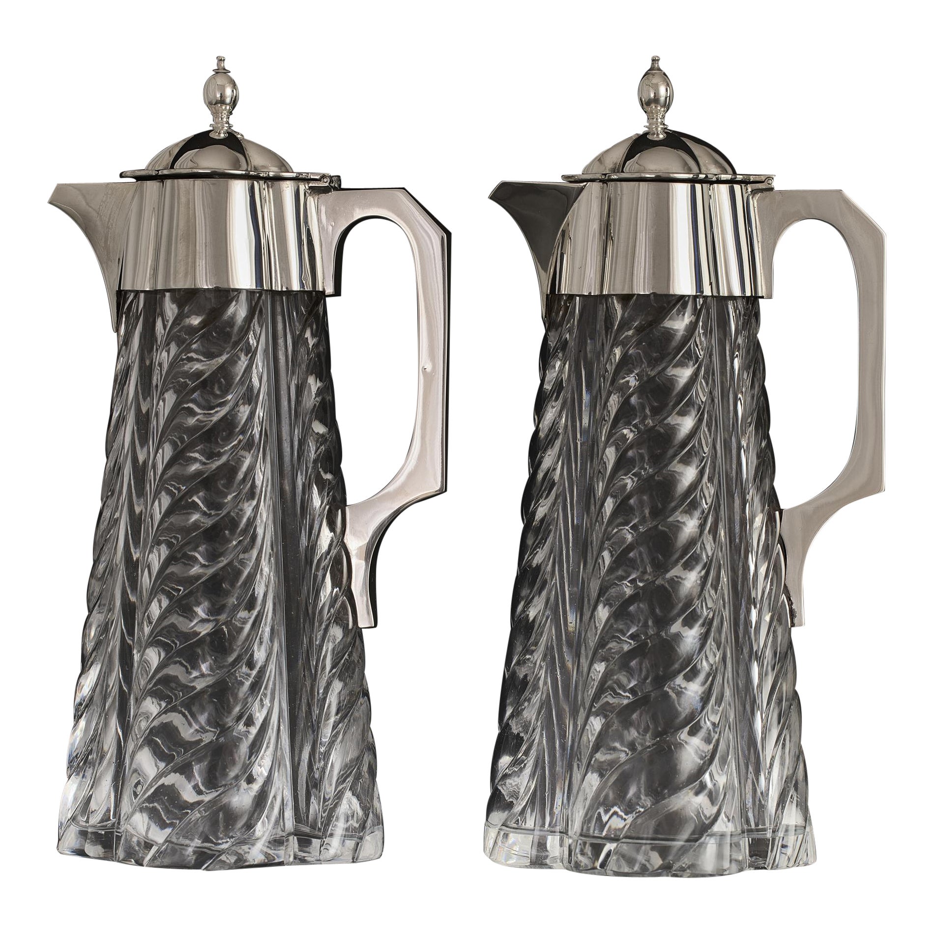 Pair of Victorian silver-mounted glass claret jugs For Sale at 1stDibs
