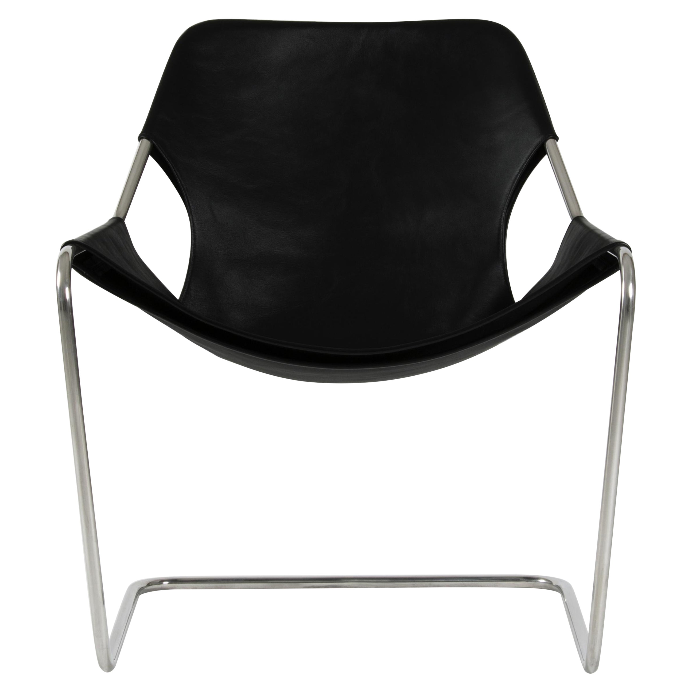 Paulistano Black Matt Leather And Black Steel Chair by Objekto For Sale ...