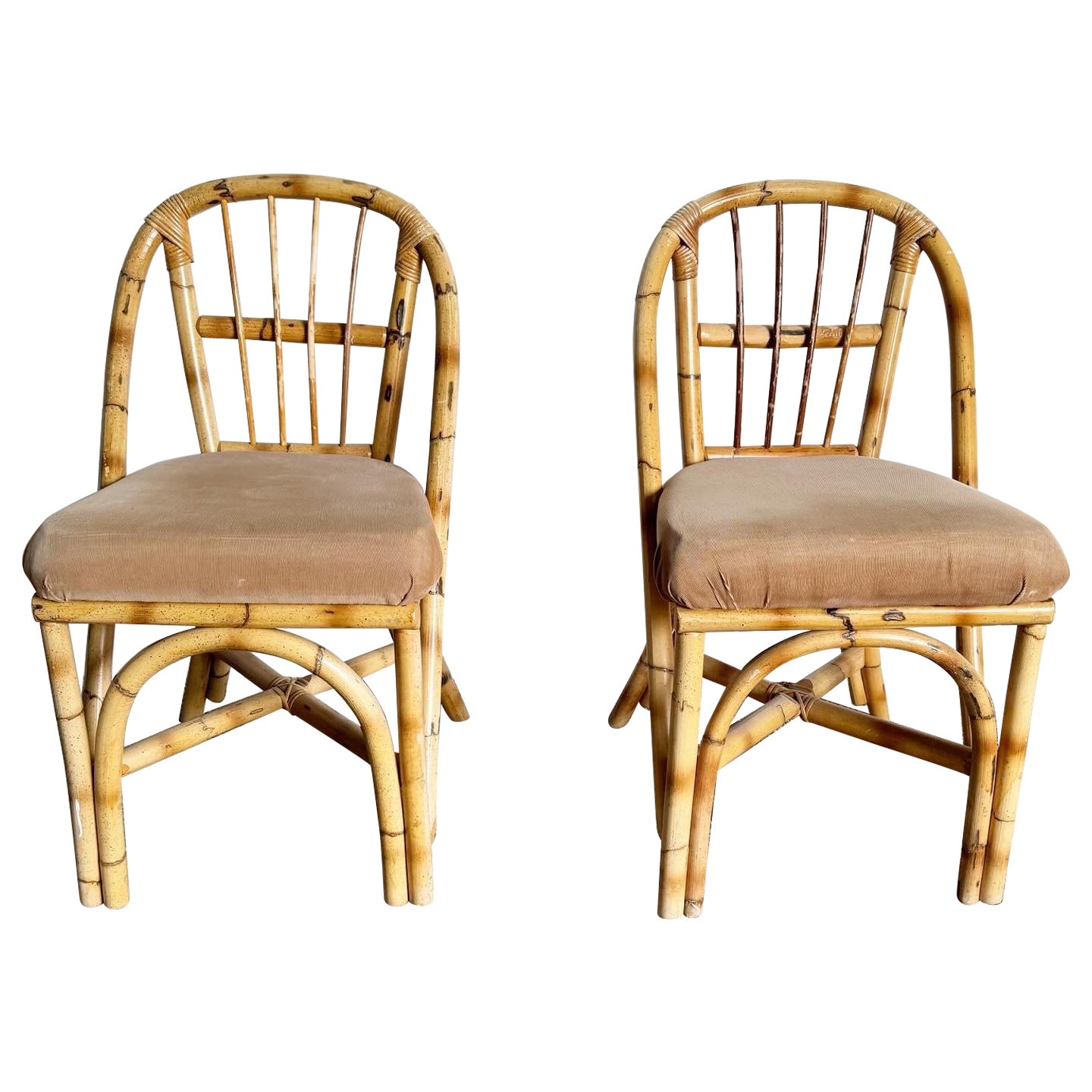 Boho Chic Bamboo Dining Chairs - a Pair For Sale at 1stDibs