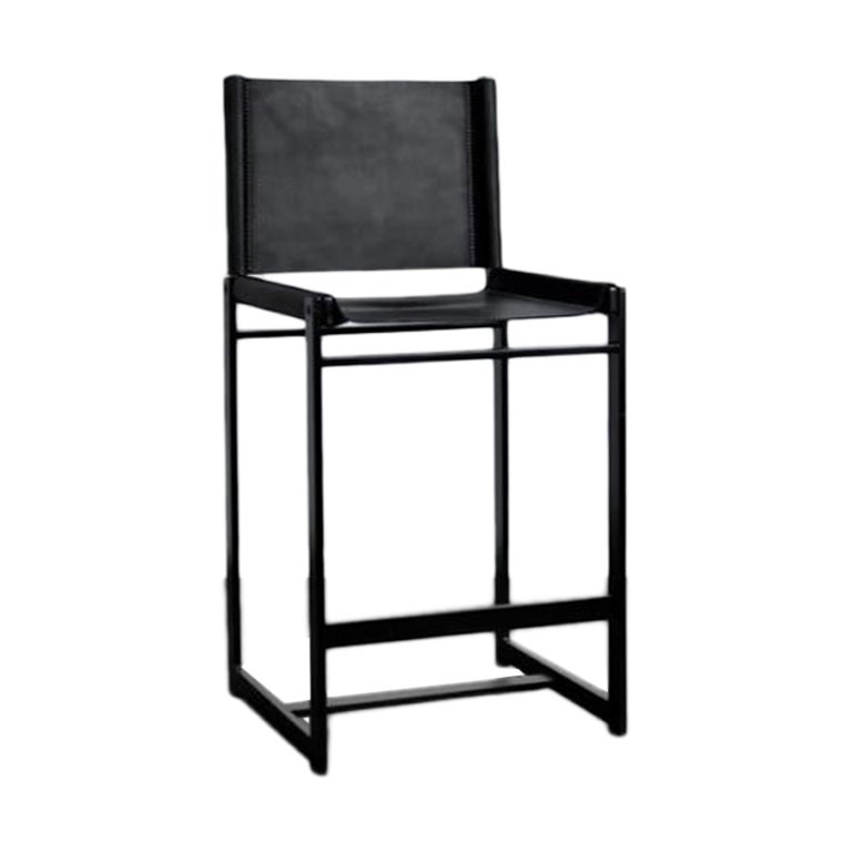 Modern Sleek Counter Stool In Textured Black Iron Frame And Performance ...