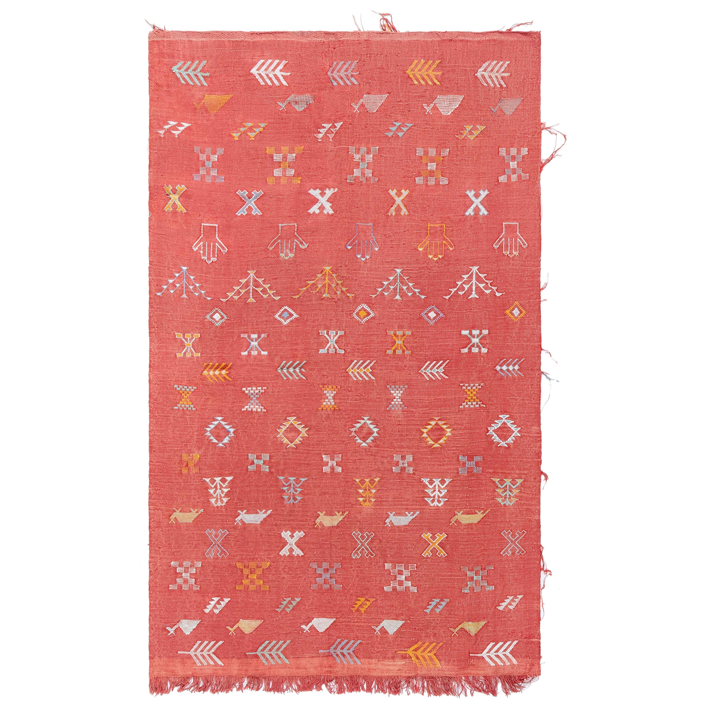 Tribal Moroccan Kilim Red Rug For Sale at 1stDibs