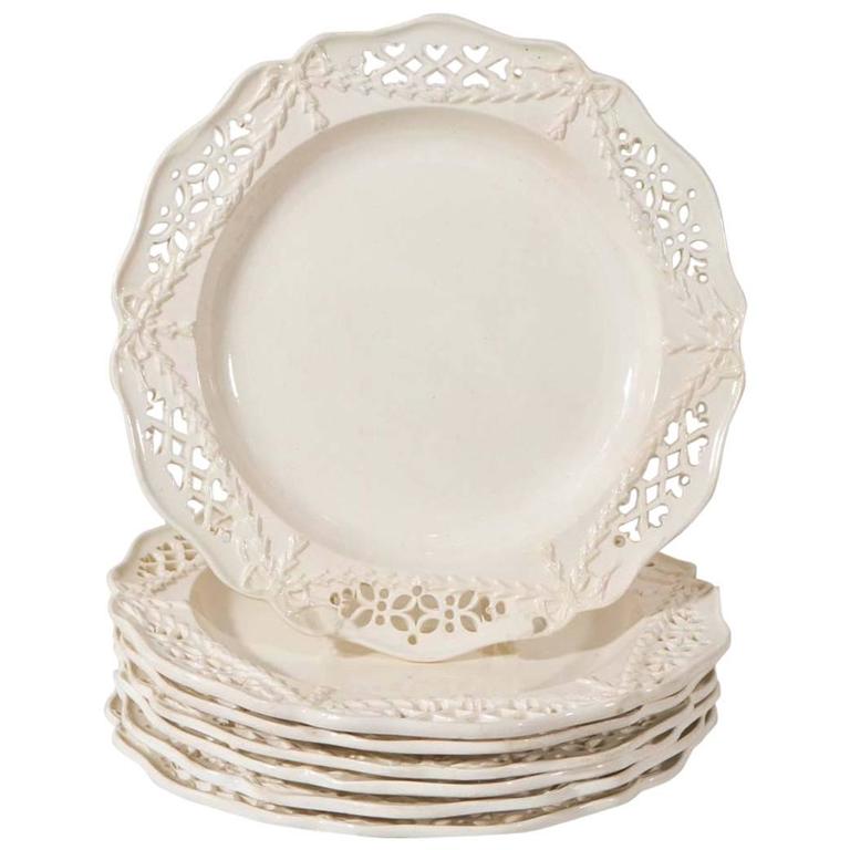 Set of Eight 18th Century Pierced Creamware Dishes at 1stDibs