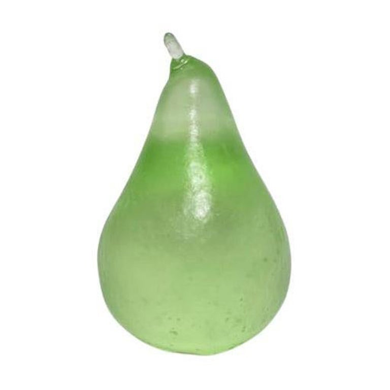 Casted Glass Pear in Crystal, Lime For Sale at 1stDibs