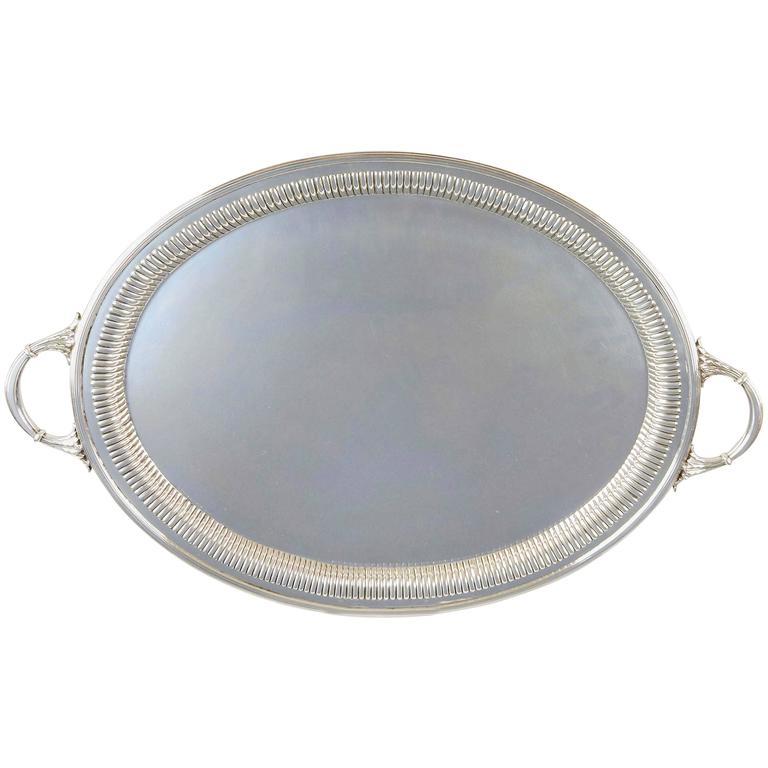 Large Oval Sterling Two Handled Silver Serving Tray by Ellis Bros ...