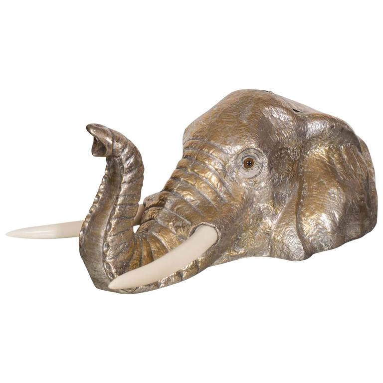 Metal Elephant Head Ice Bucket at 1stDibs