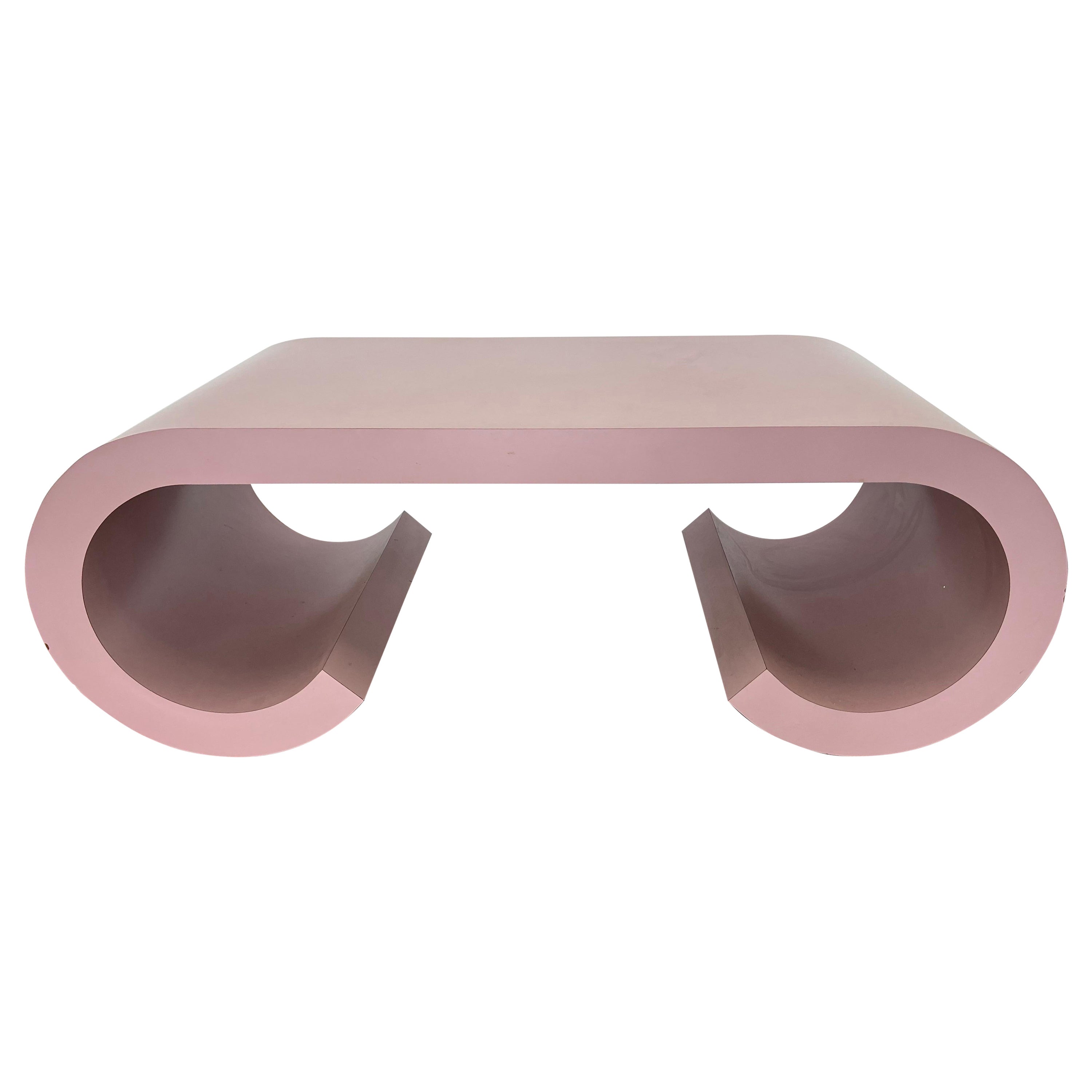 1980 Pink Waterfall Curvy Coffee Table For Sale at 1stDibs