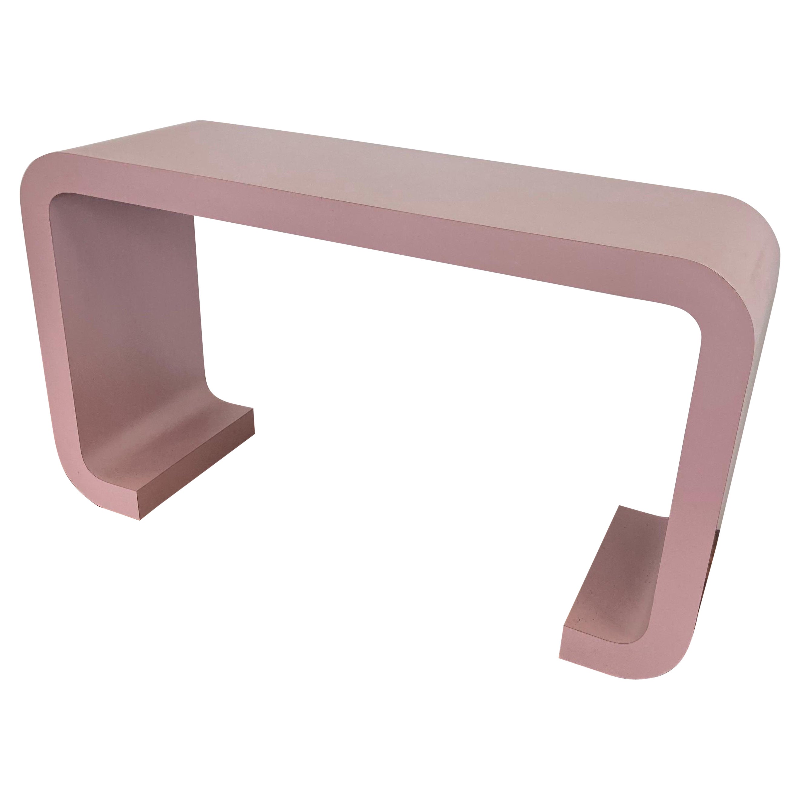Fantastical Pale Pink Lynx Waterfall Console Table w Emerald Leopard ...