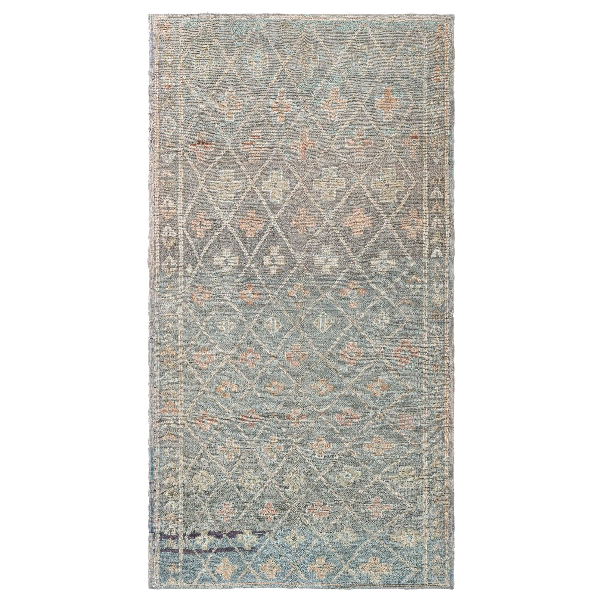 Midcentury Tribal Moroccan Handmade Wool Rug For Sale at 1stDibs