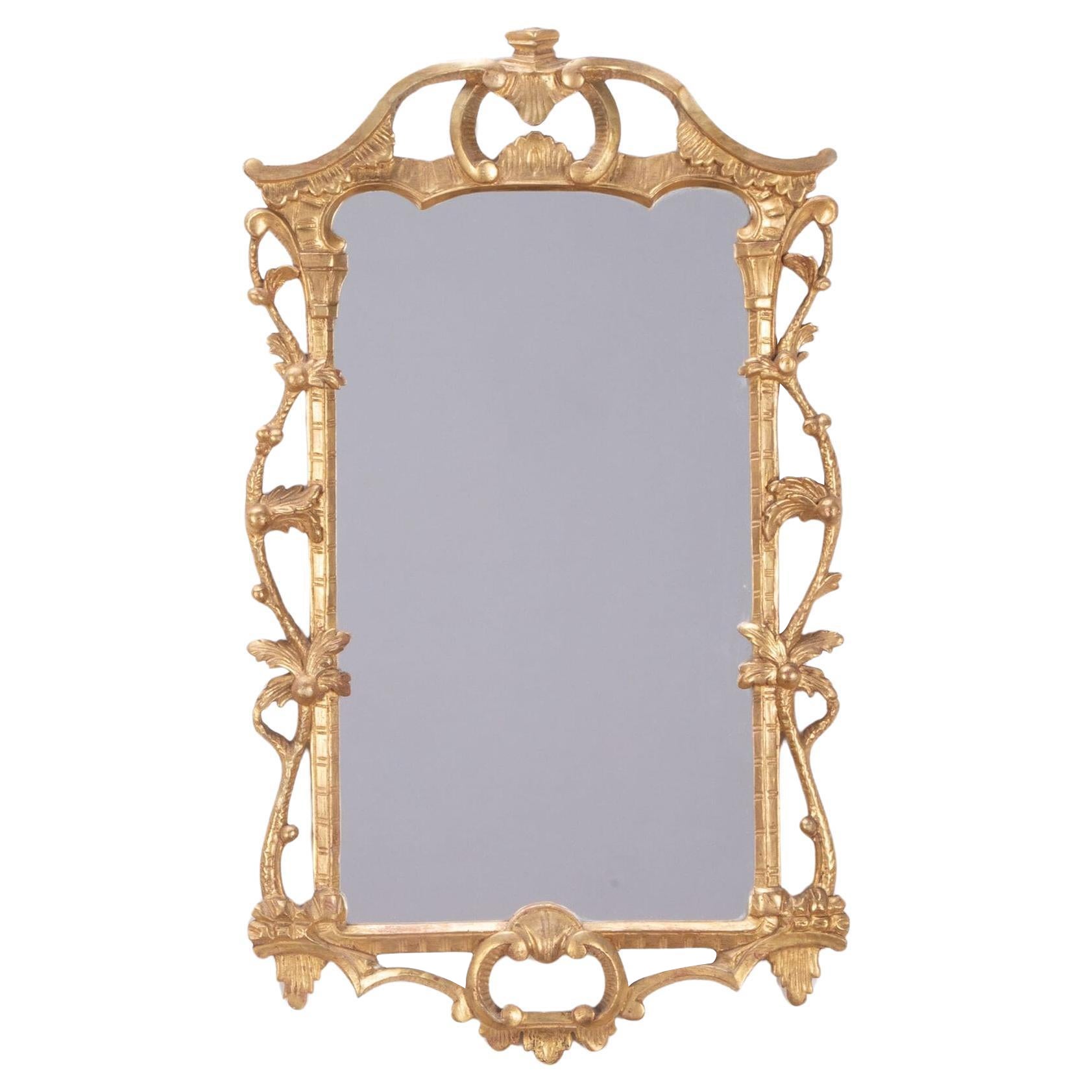 Antique early 19th century French Rococo gold oval mirror with candle ...