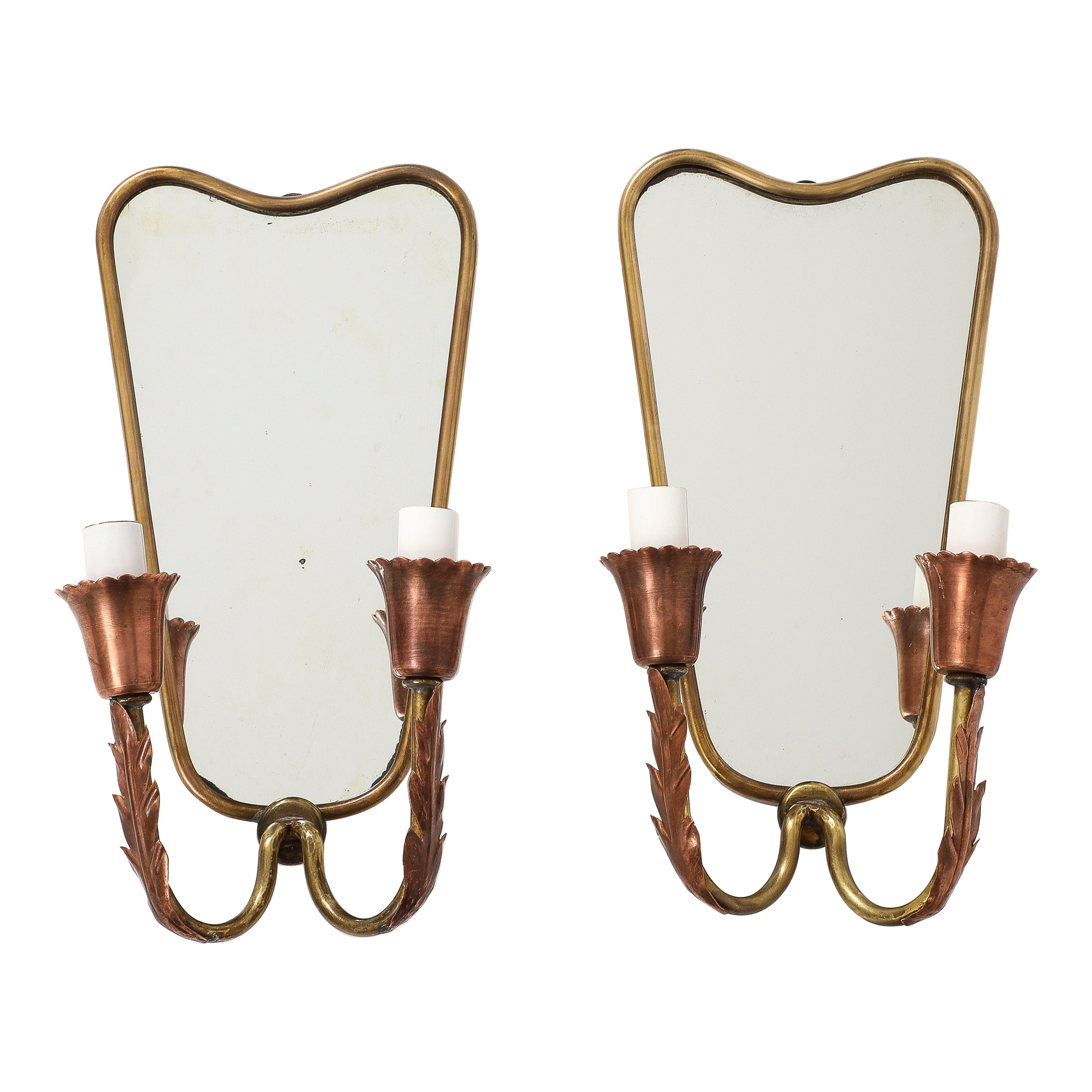 Pair of Fontana Arte Italian 1930's Brass and Copper Wall Sconces For ...