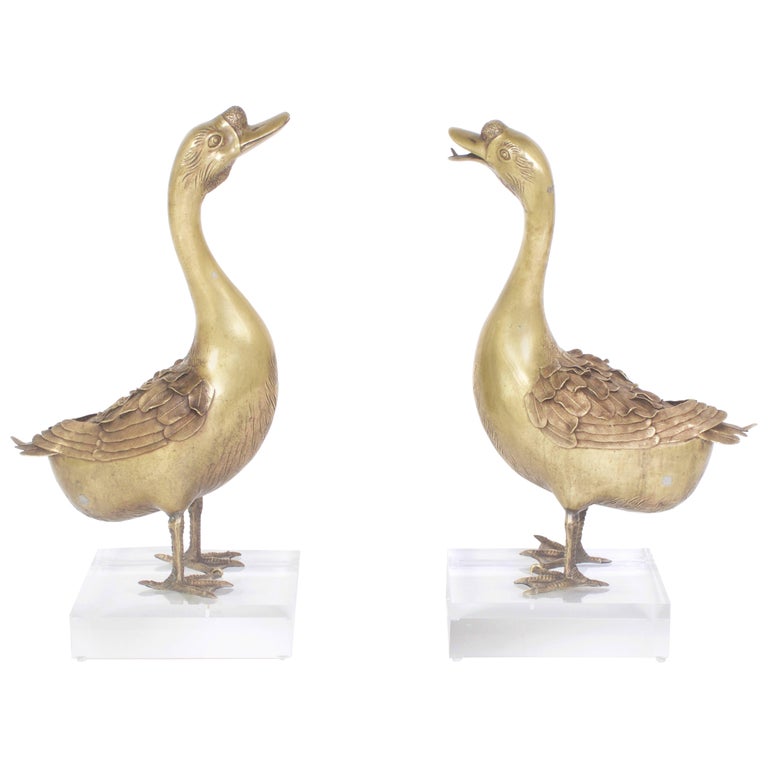 Pair of Bronze Geese For Sale at 1stDibs