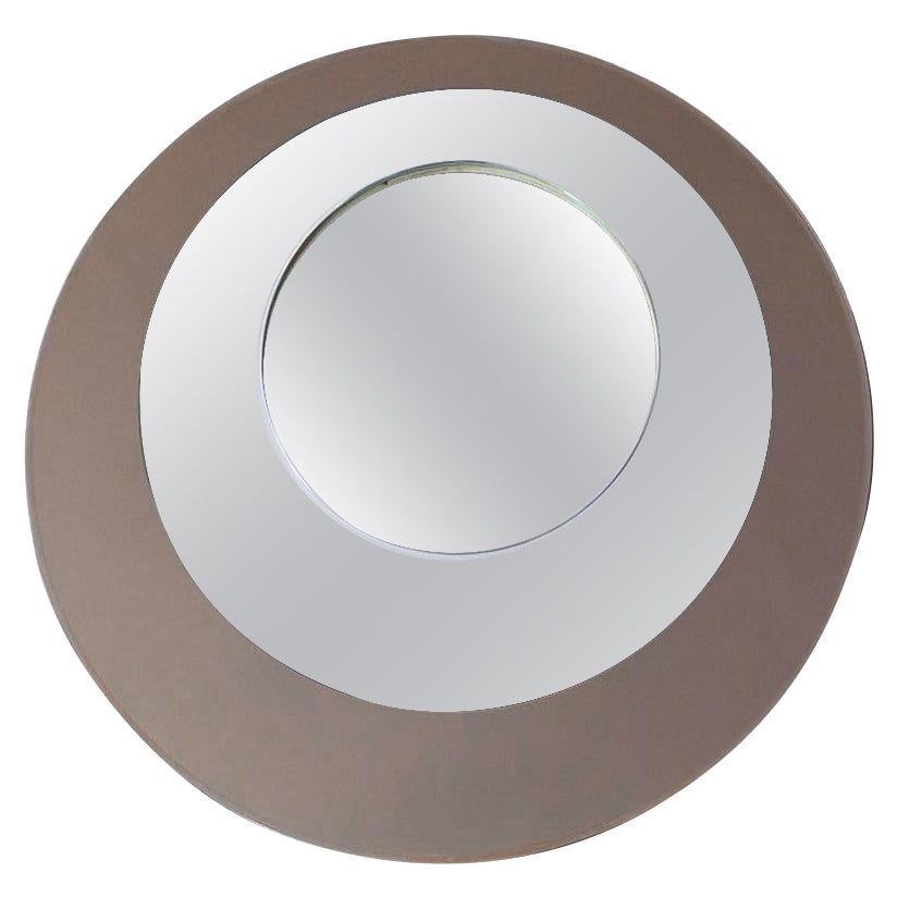 Mid-Century Modern Round Brown Glass Wall Mirror, Italy 1970s For Sale ...