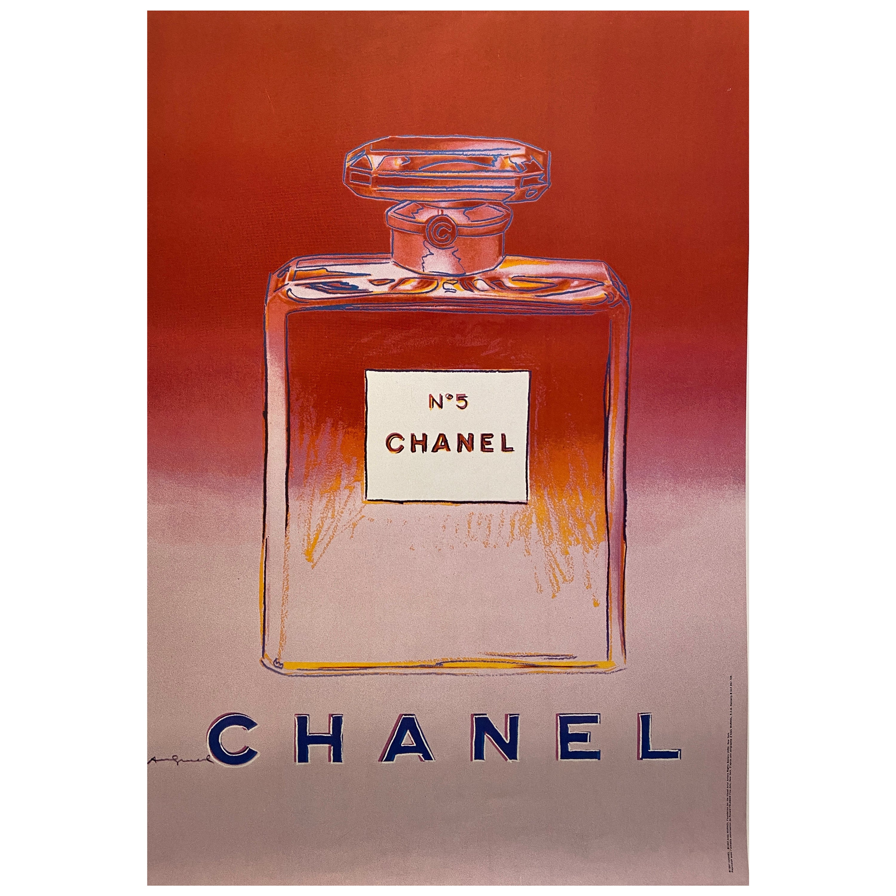 Original Vintage Fashion Poster, 'Chanel Pink' by Andy Warhol, 1997 For ...