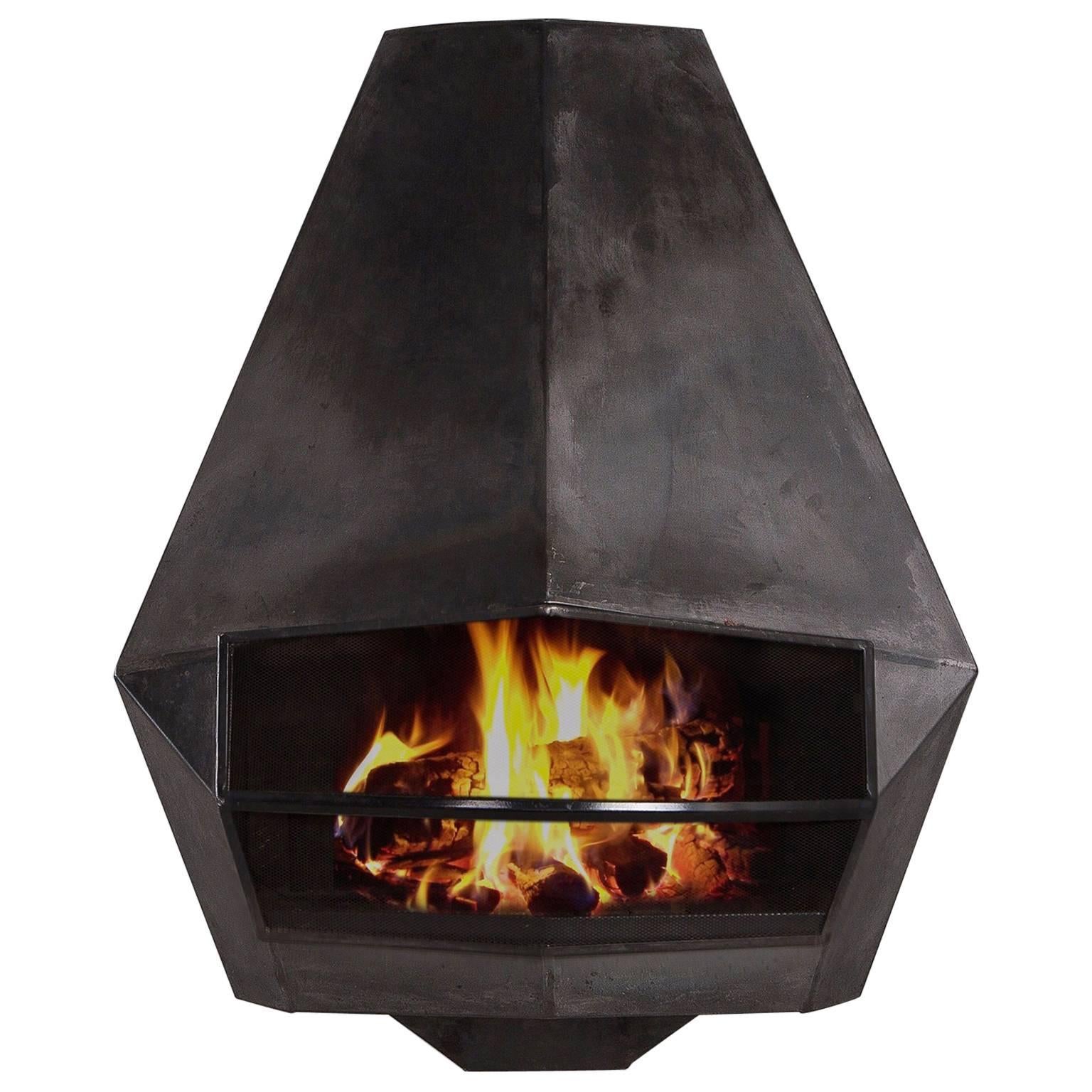 Diamond-Shaped Steel Fire Place For Sale at 1stDibs