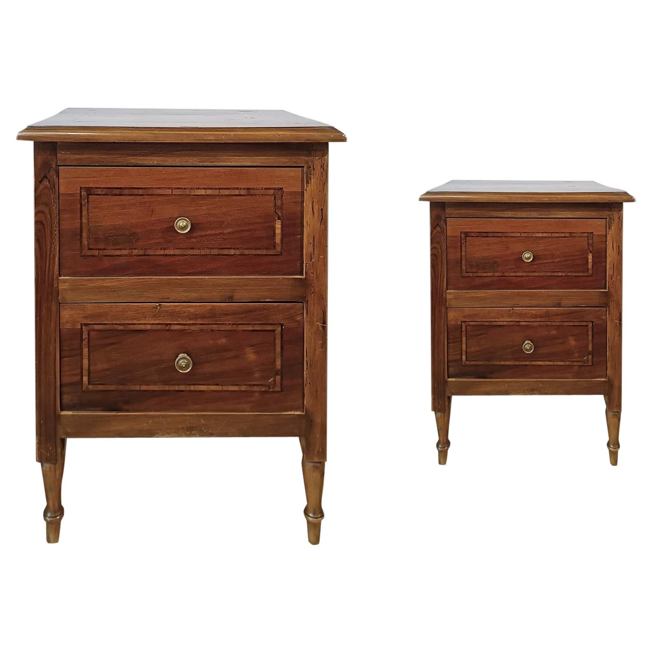 18th CENTURY PAIR OF NEOCLASSIC NIGHTSIDE TABLES IN SOLID WALNUT For ...