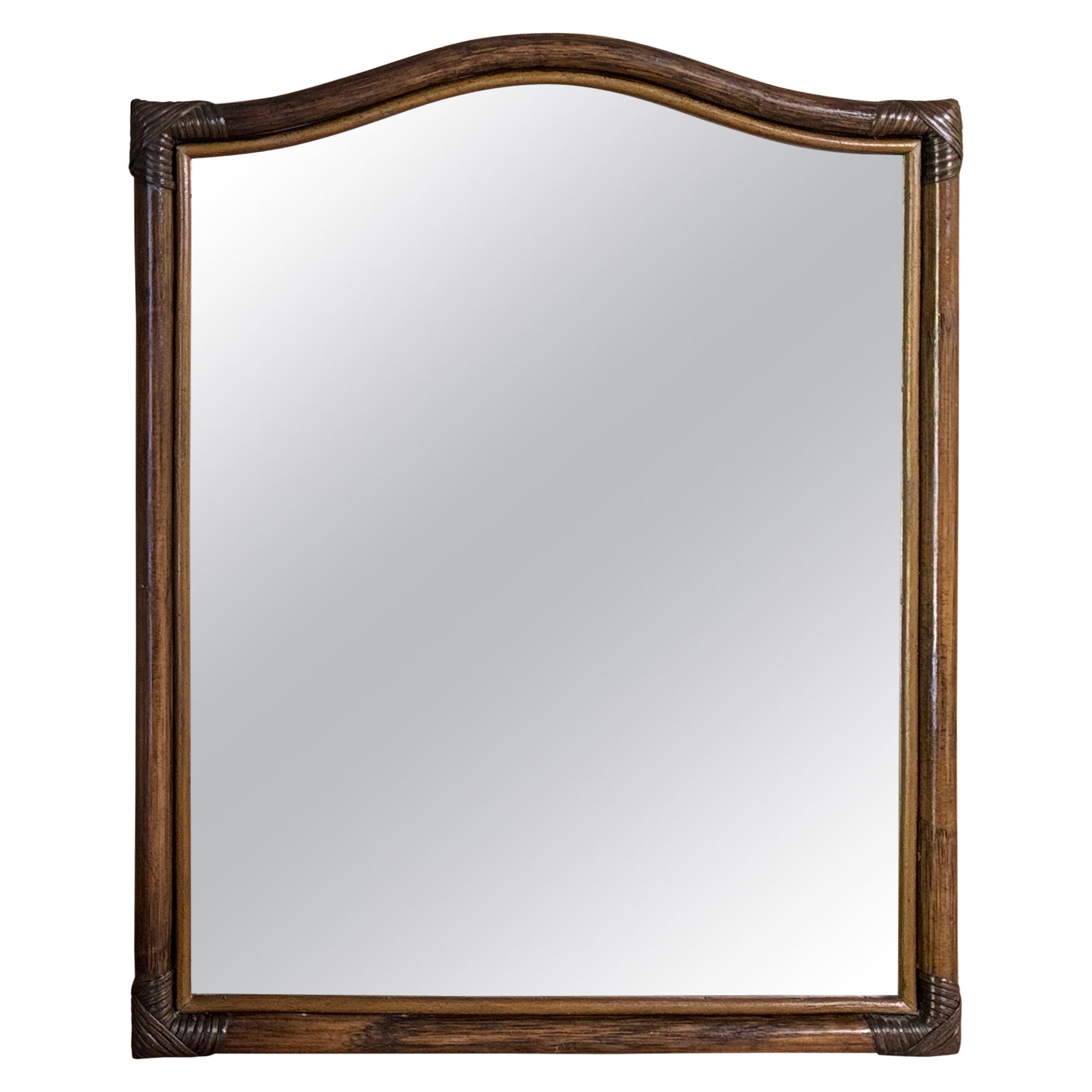 Rattan and Bamboo Mirror Brown Color made in Italy 1970 For Sale at 1stDibs
