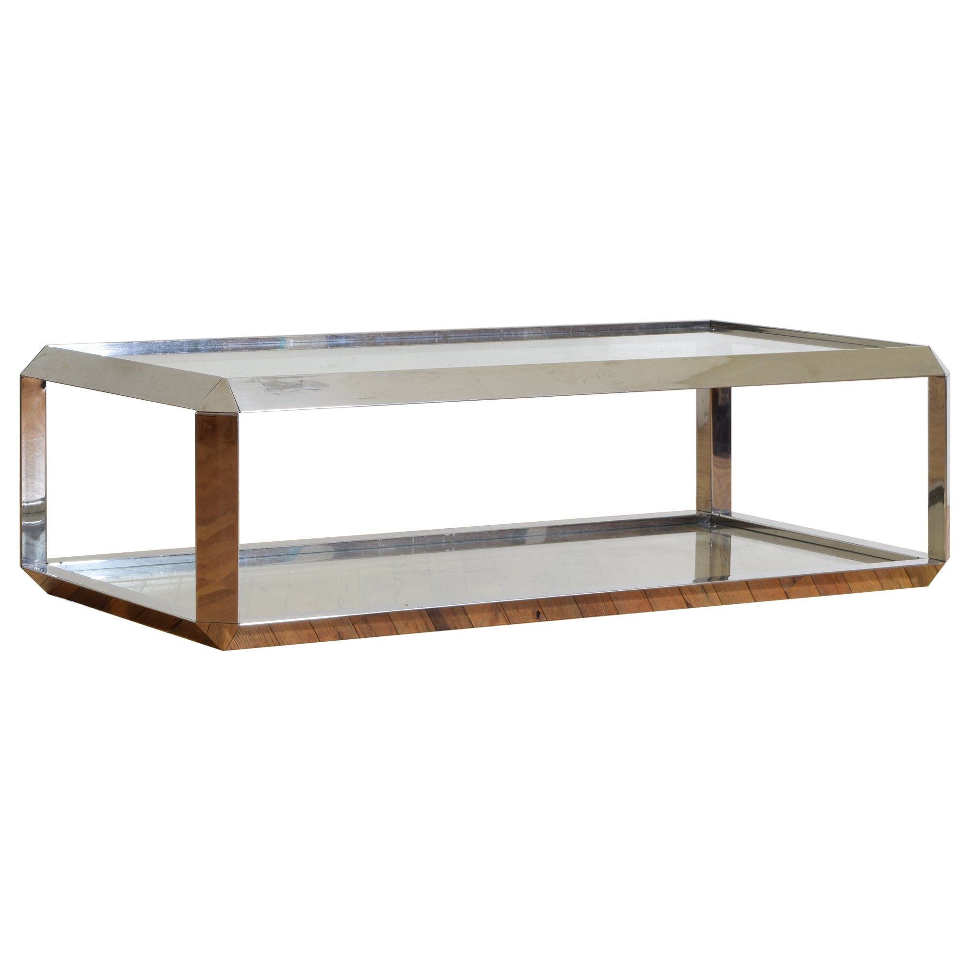 Italian Chrome and Glass Coffee Table, Alberto Rosselli, 2nd half 20th ...