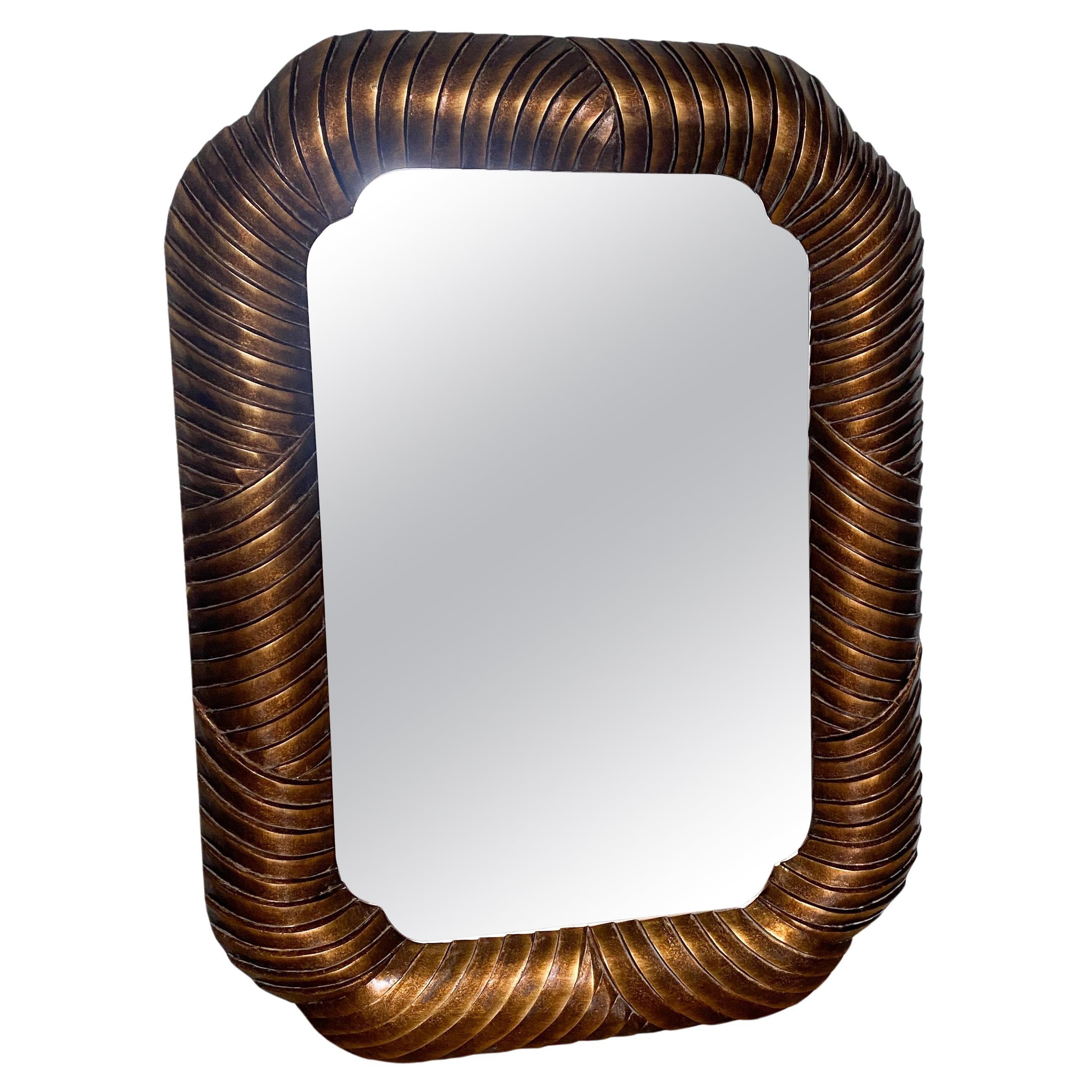 Large Carved Wood Gilded Mirror For Sale at 1stDibs