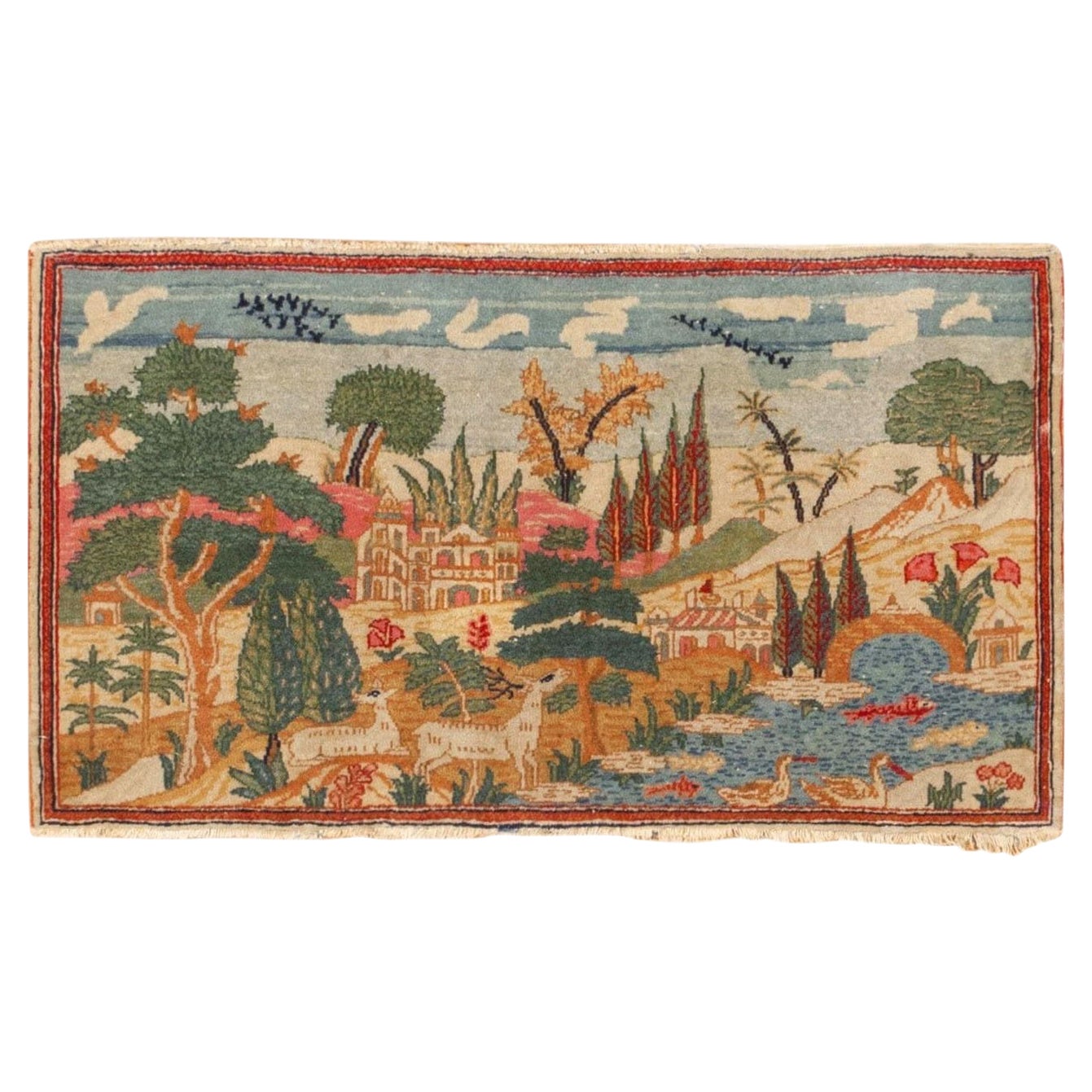 Highly Artistic Antique Safavid Pictorial Turkish Tuduc Rug 6'4" x 11 ...