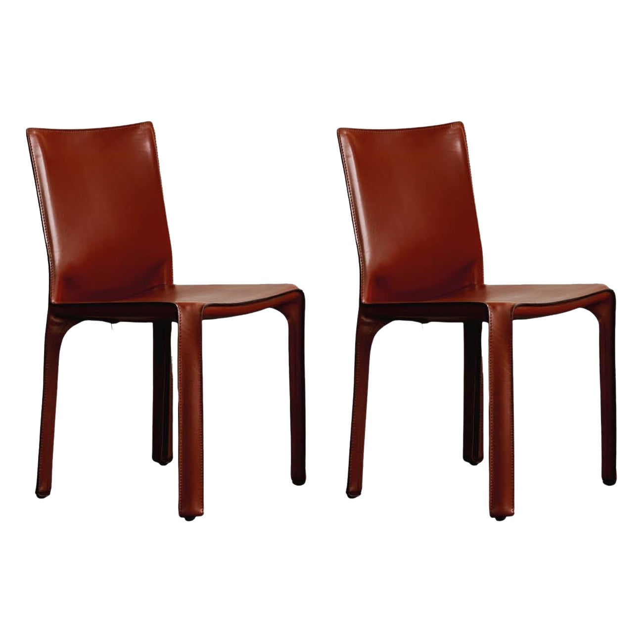 Mario Bellini "CAB 412” Chairs for Cassina, China Red Leather, 1978 ...