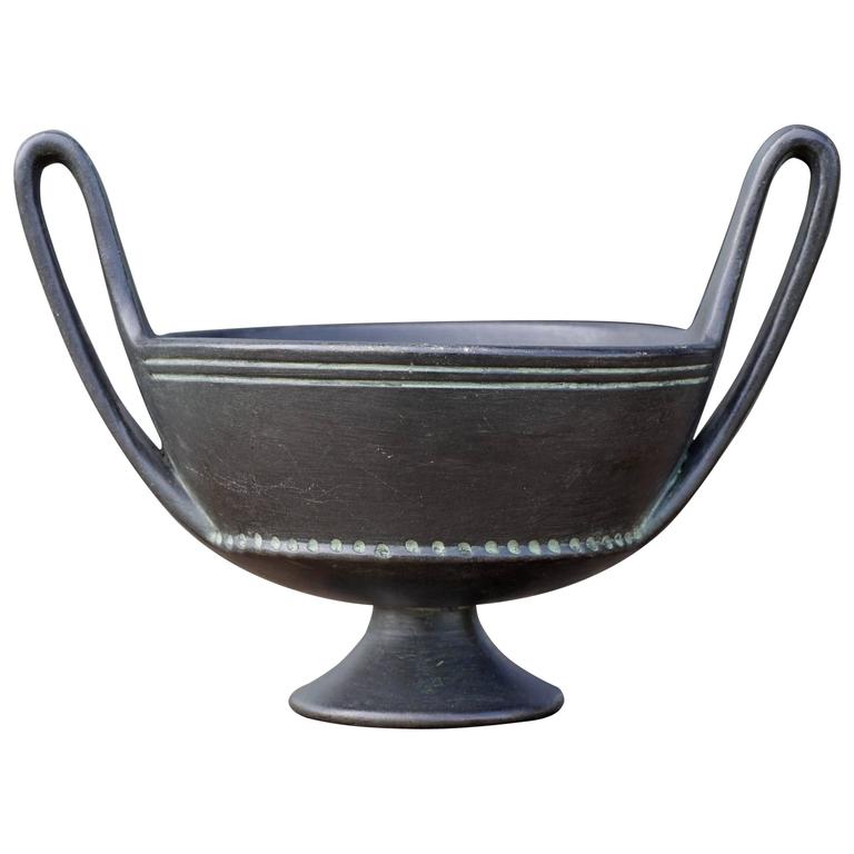 Etruscan Style Bucchero Kantharos by Ugo Zaccagnini at 1stDibs