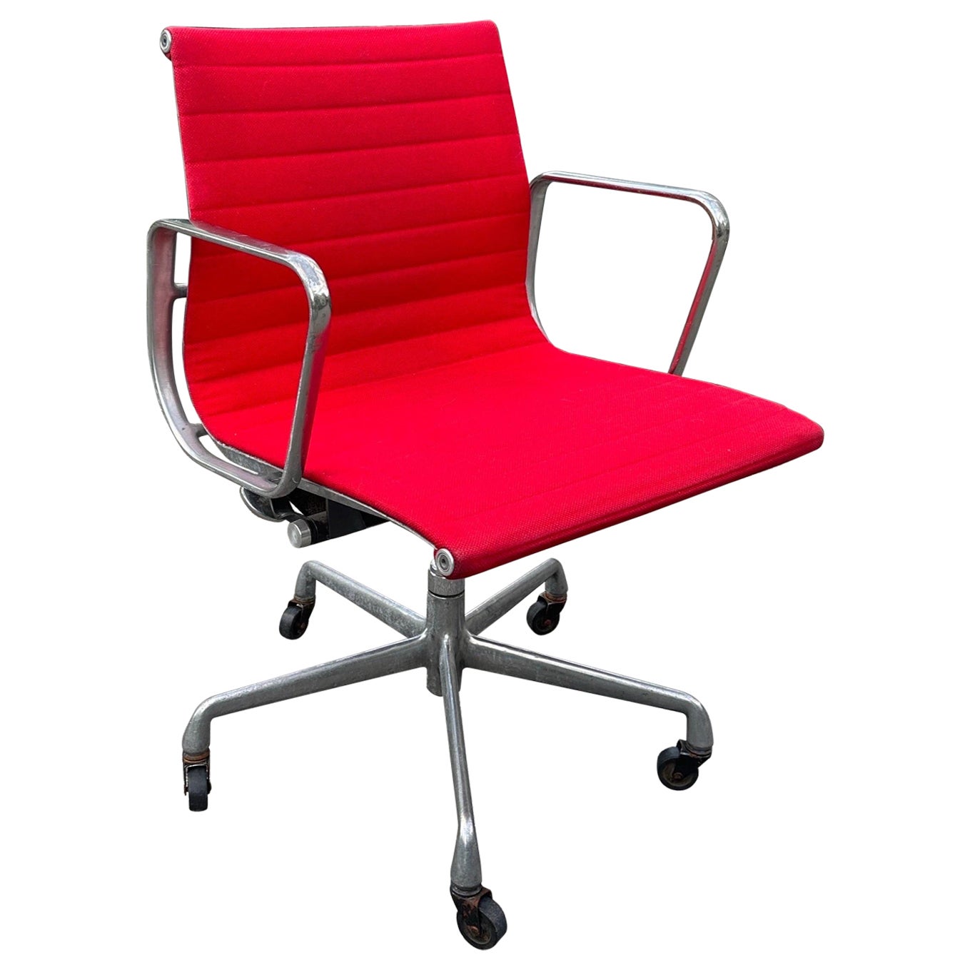 1970s Eames Aluminum Group Management Desk / Side Chair in Purple ...